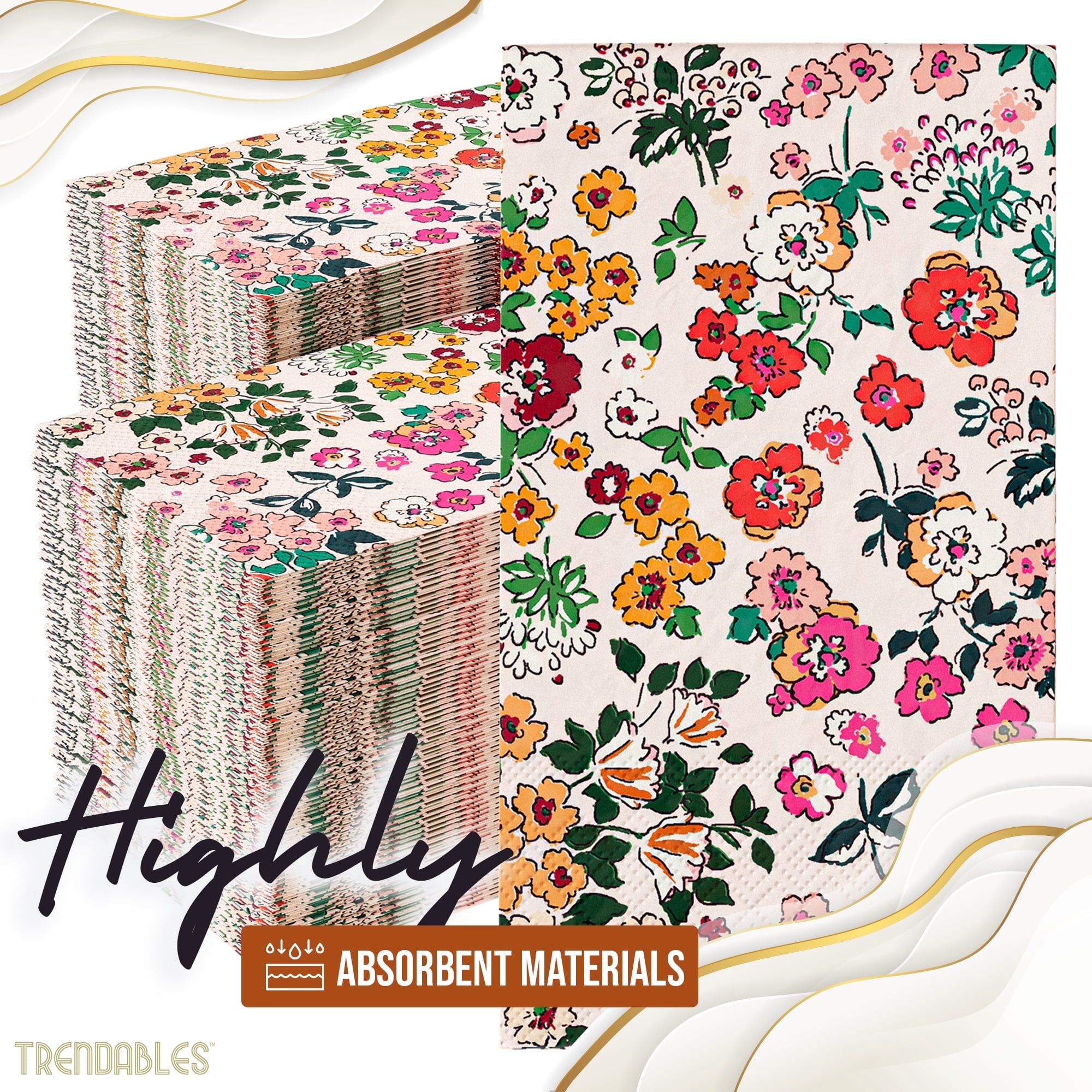 Crown Display 100-Count Floral Garden Print Disposable Guest Napkins ...