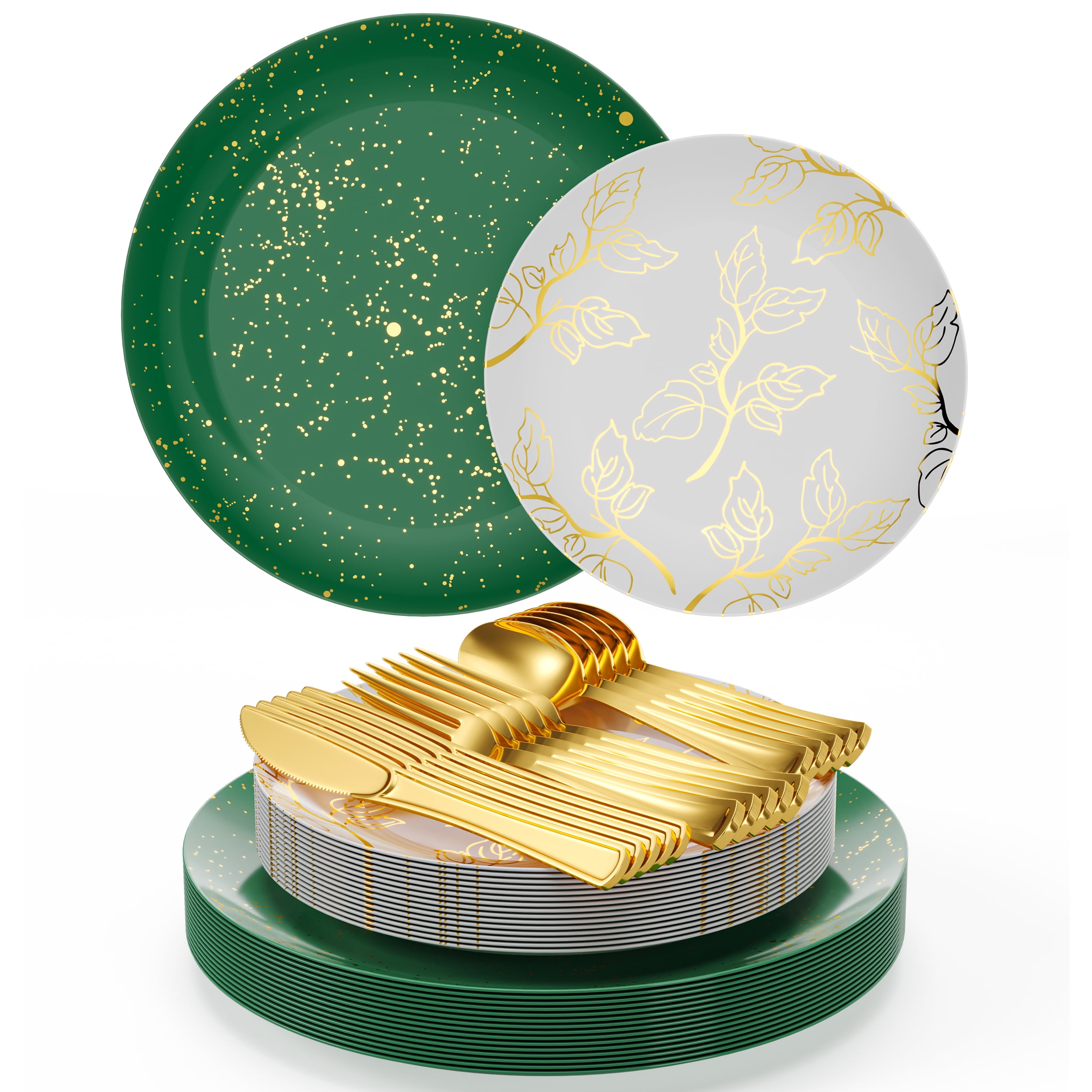 Crown Display™ 100 Pcs Holiday Style Disposable Plastic Plate and ...