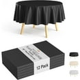 Crown Display 12-Pack Black Round Plastic Tablecloths | 60 Inch ...