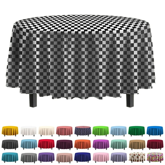 Exquisite 12-Pack - Premium Plastic Tablecloth 84 Inch Round Table ...