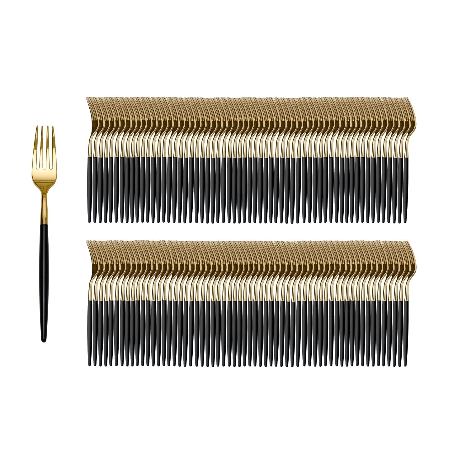 Crown Display Disposable Plastic Forks, Black and Gold Two-Toned Heavy ...