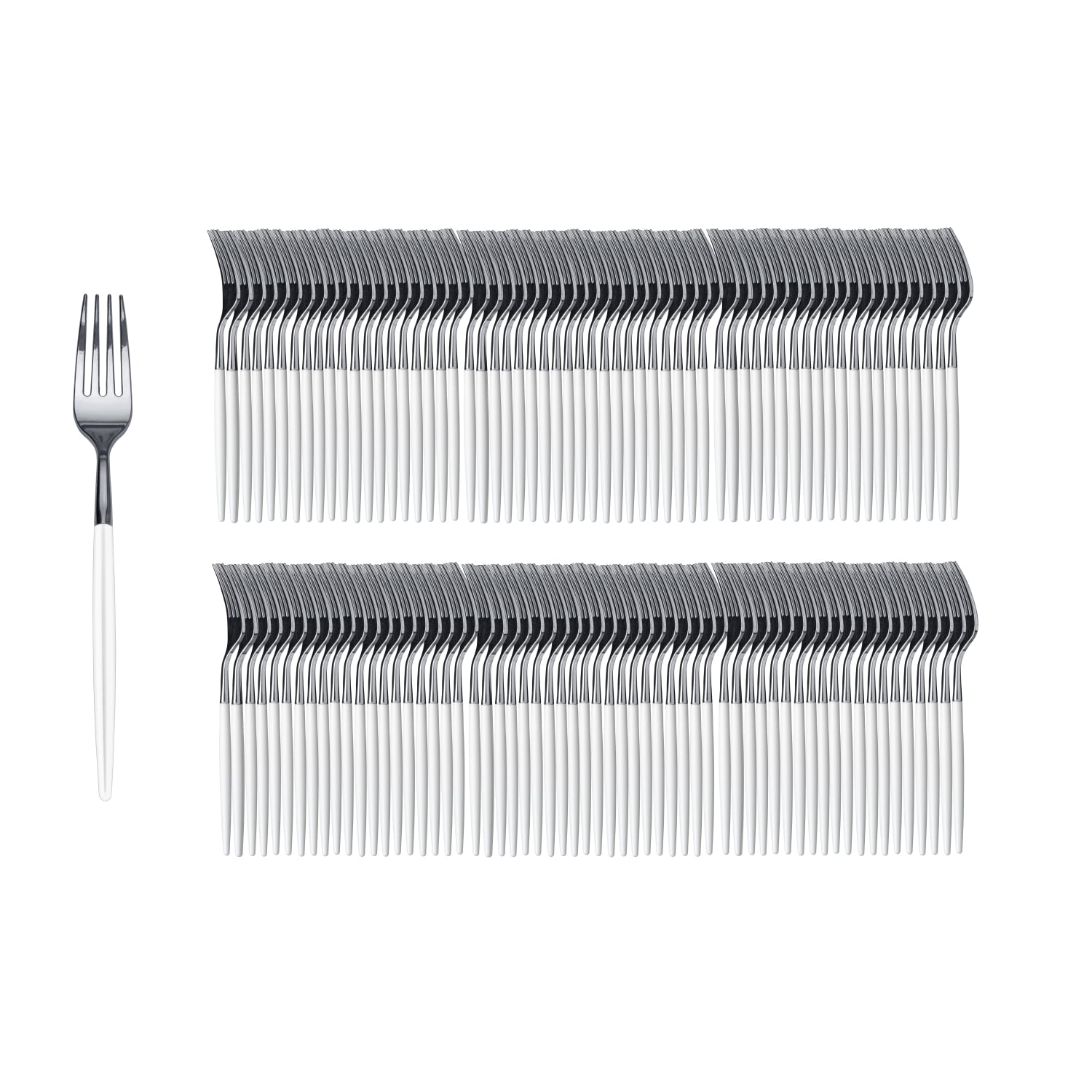 Crown Display 120 Pack Two Toned Heavy Duty Plastic Silverware Forks ...