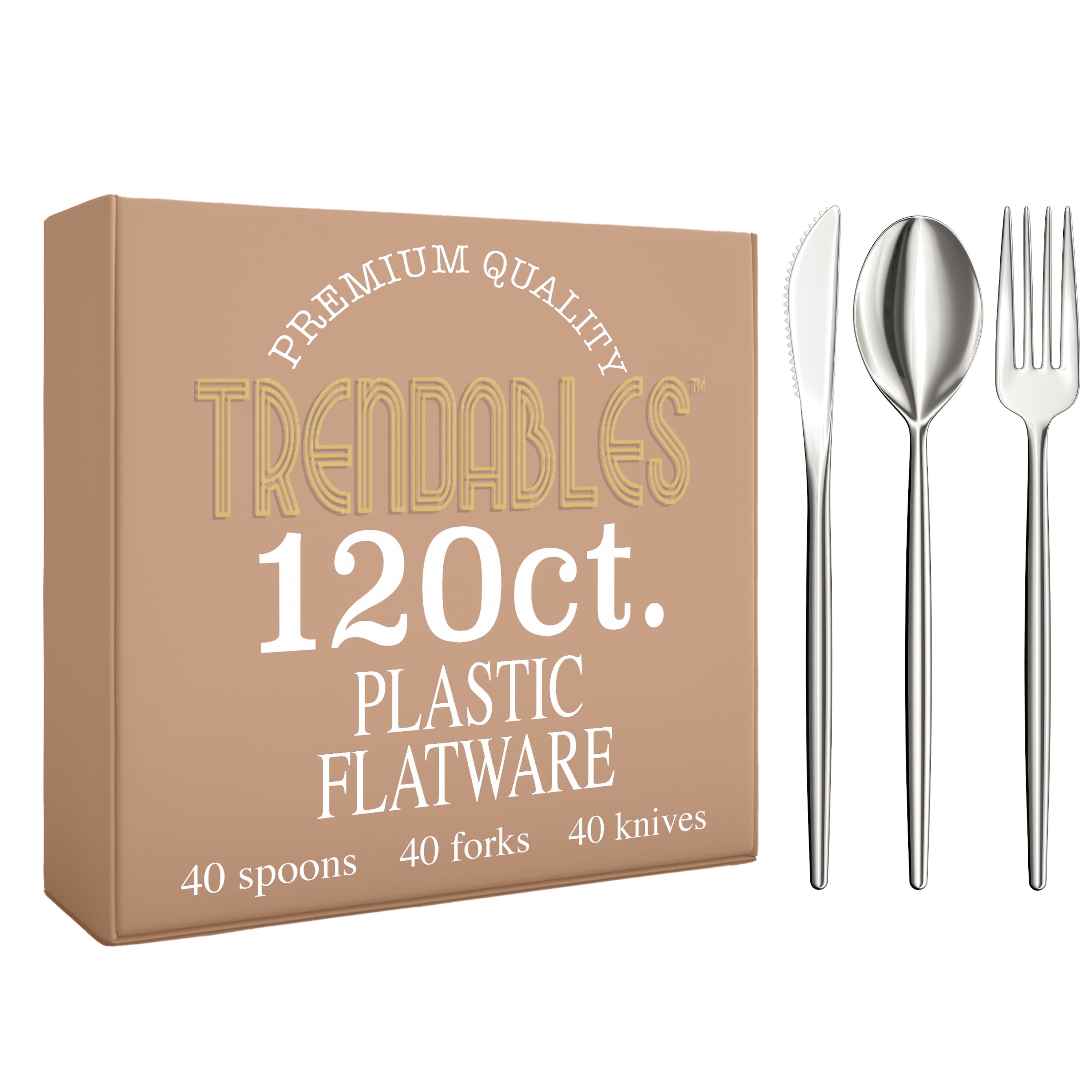 Crown Display 120-Piece Plastic Heavy-Duty Disposable Cutlery Sets ...