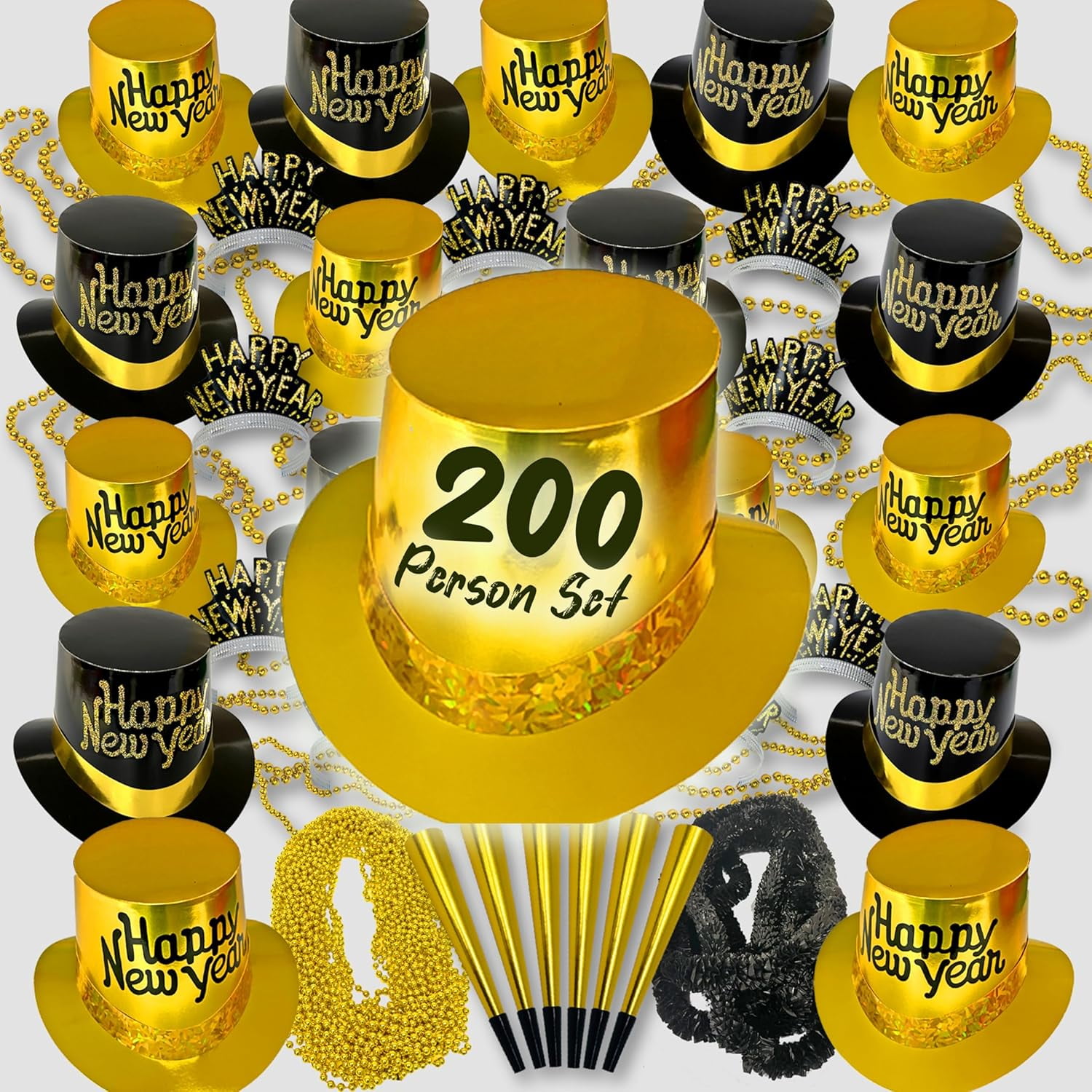 Crown Display 2026 New Year Party Favors Black & Gold Set for 200 ...