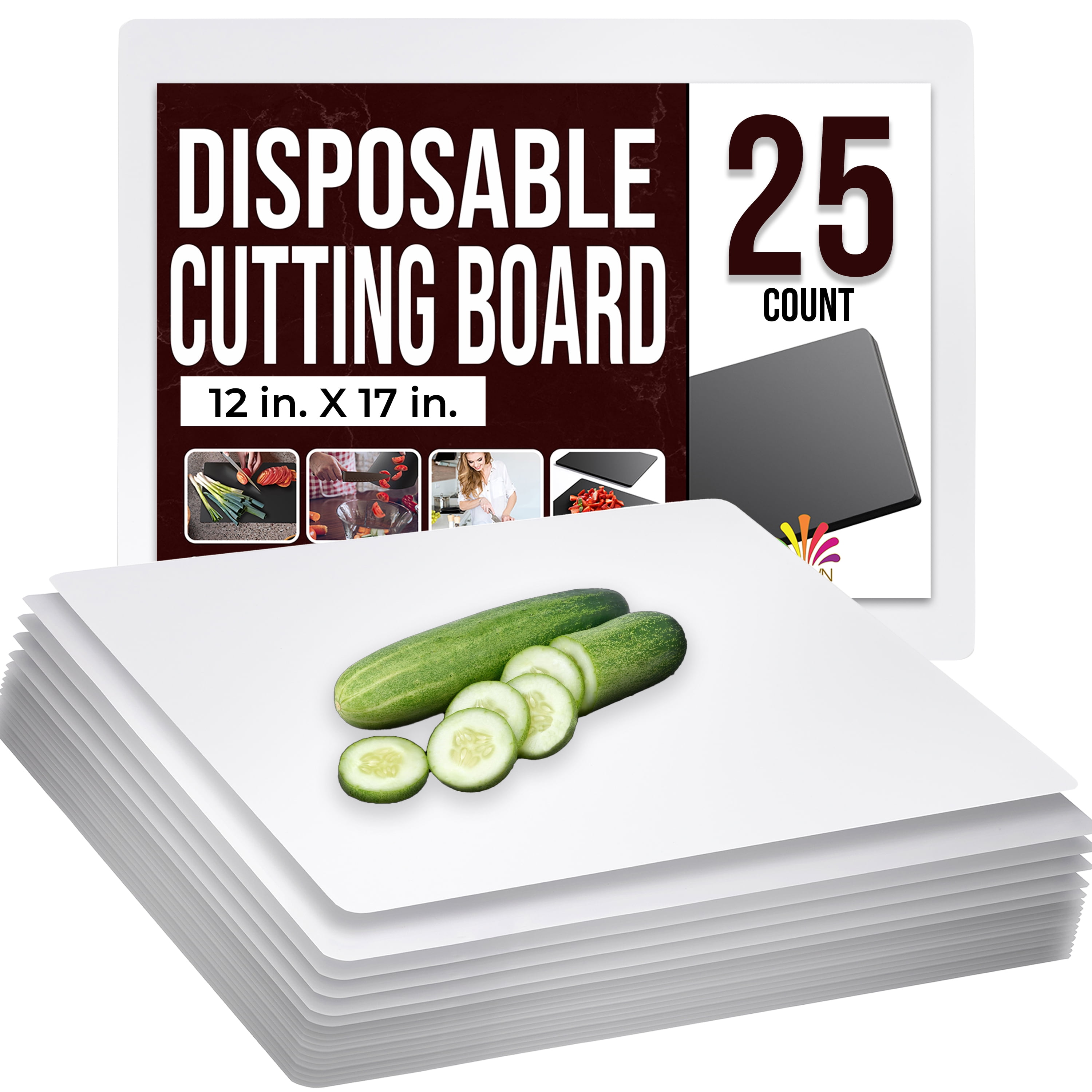 Crown Display 25 Ct Premium Plastic Cutting Boards 17"x12" Recyclable ...
