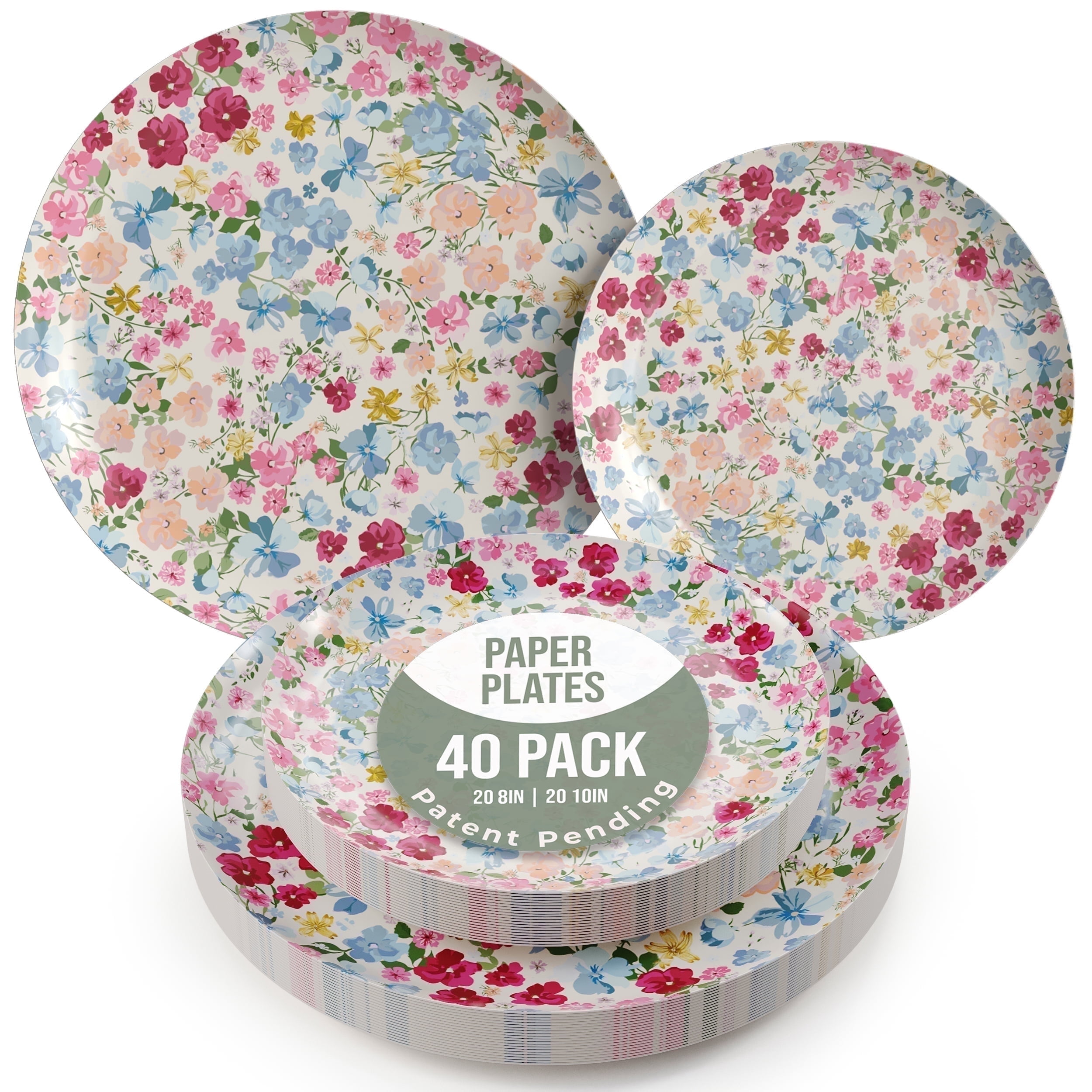 Crown Display 40-Piece Meadow Fancy Disposable Party Plates - 8" and 10 ...