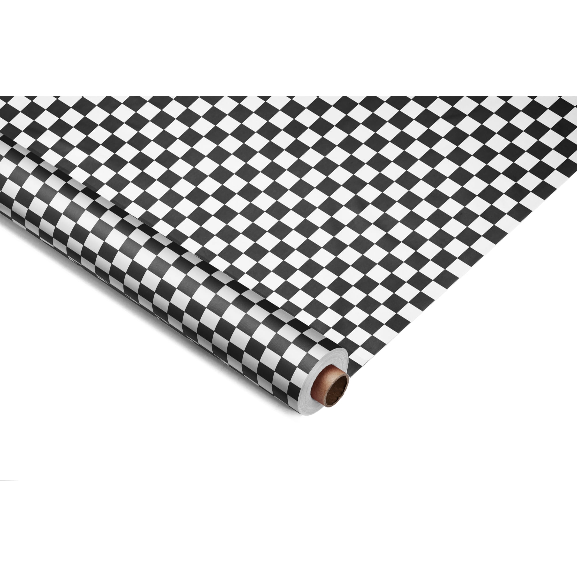 Crown Display 40 in. x 300' Black/White Checkered Table Roll - Walmart.com