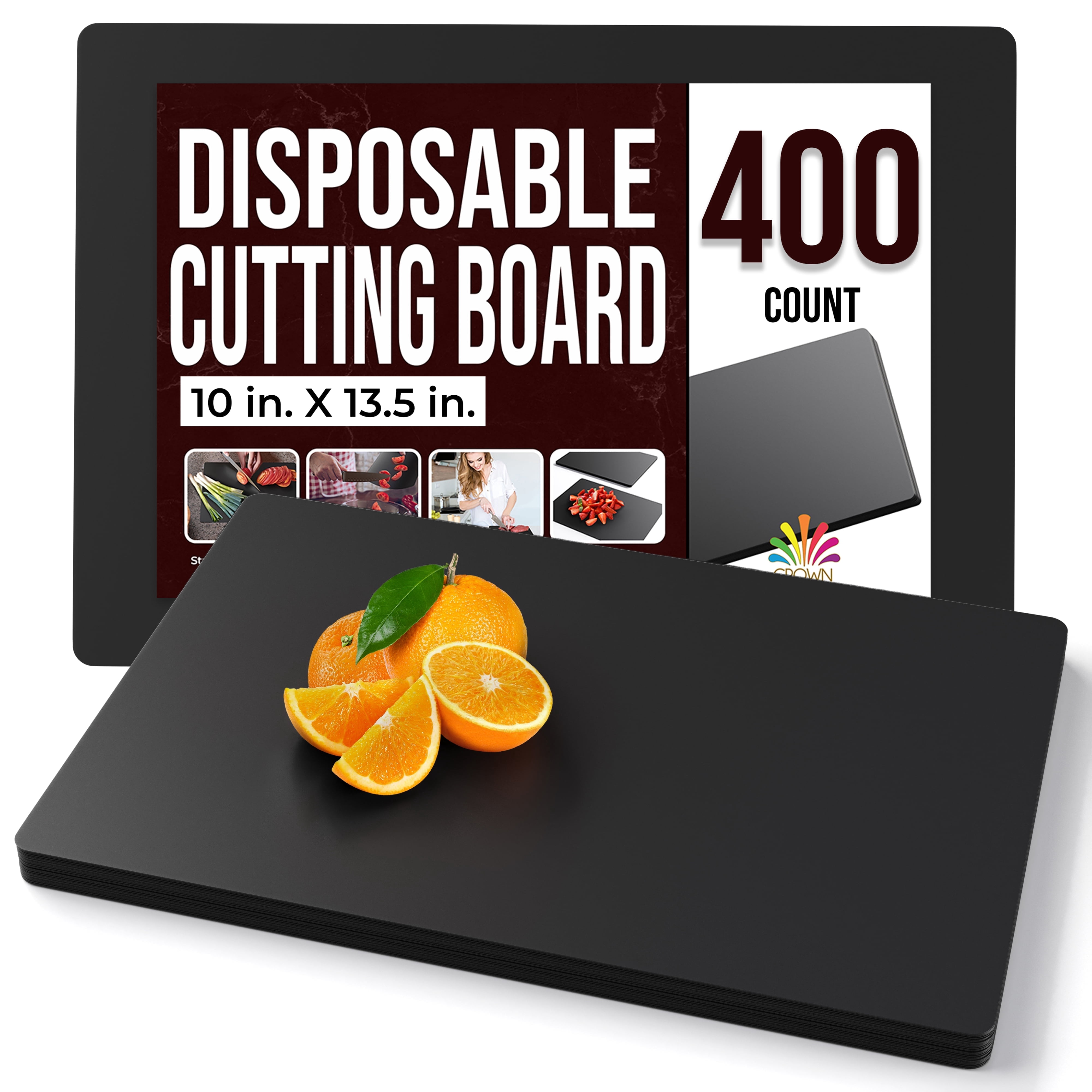 Crown Display 400 Ct Black Plastic Cutting Boards 10"x13.5" Flexible ...