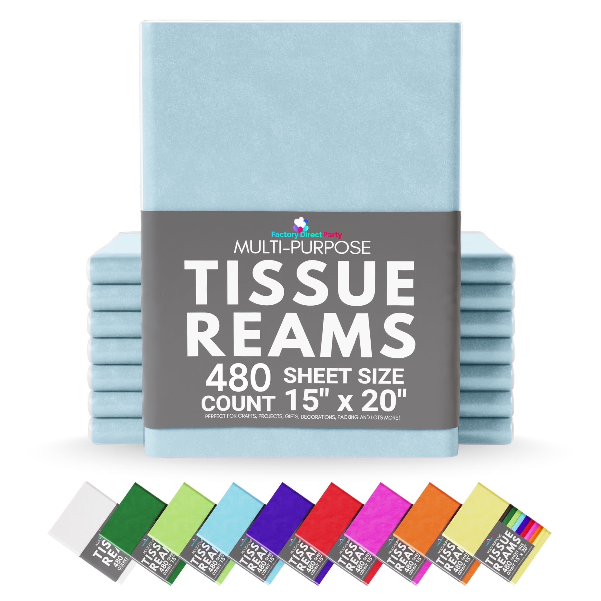 Walmart 480 Sheets 15" x 20" Light Blue Packing Paper for Gift Wrapping ...