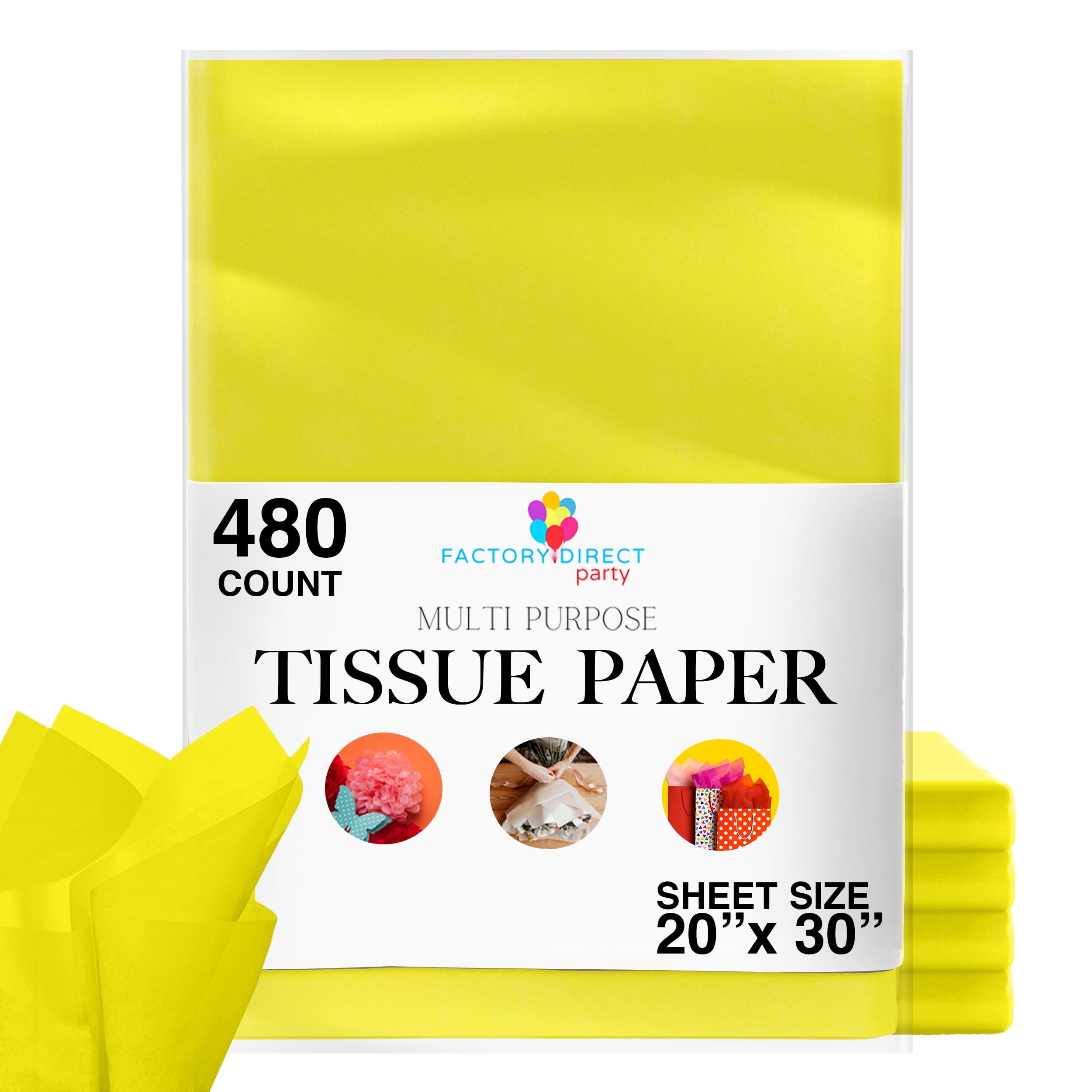 Crown Display - 480 Sheets, 20" x 30" Yellow Tissue Paper Ream for Gift ...