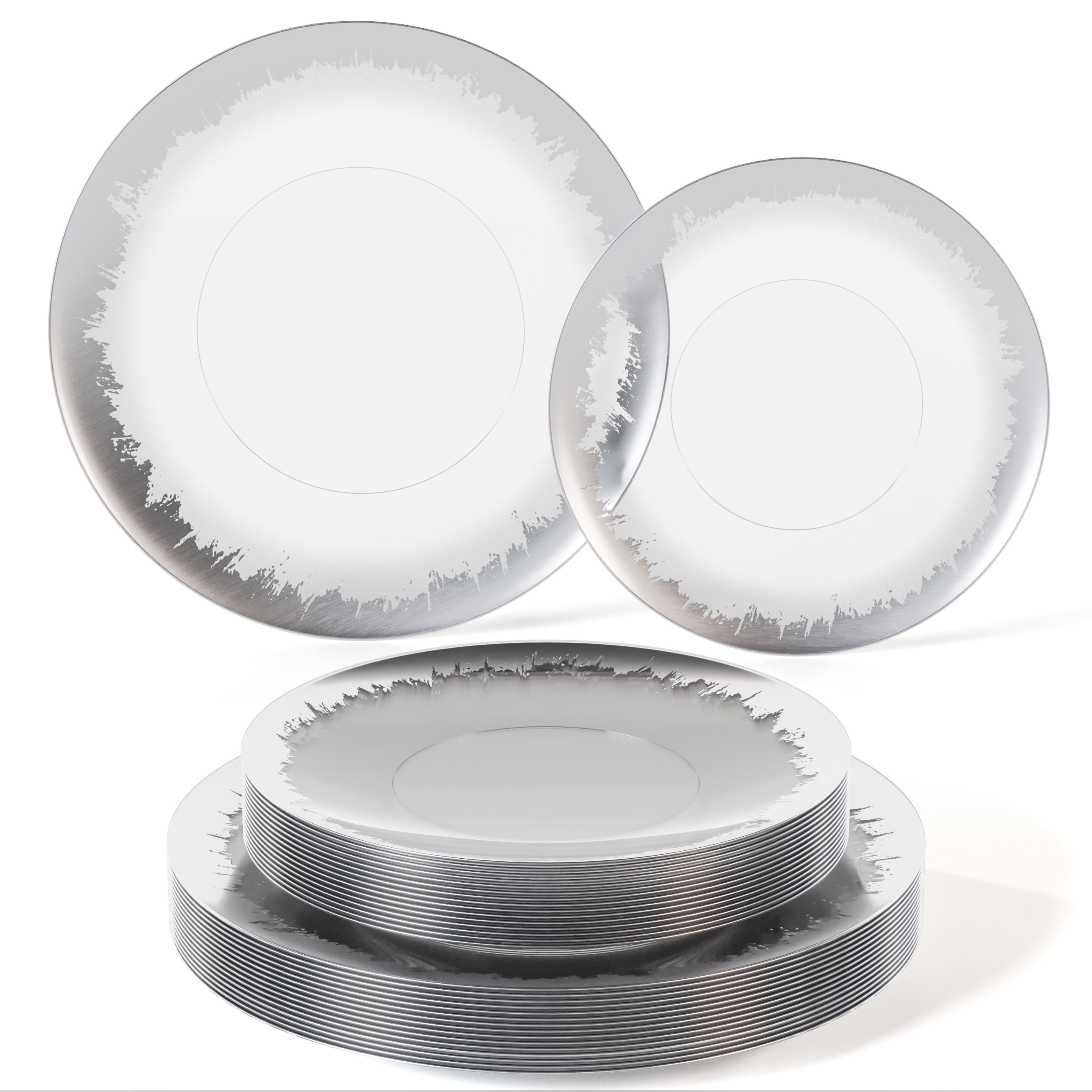 Crown Display 60 Pack Dinnerware Sets Silver Plastic Plates - Walmart.com