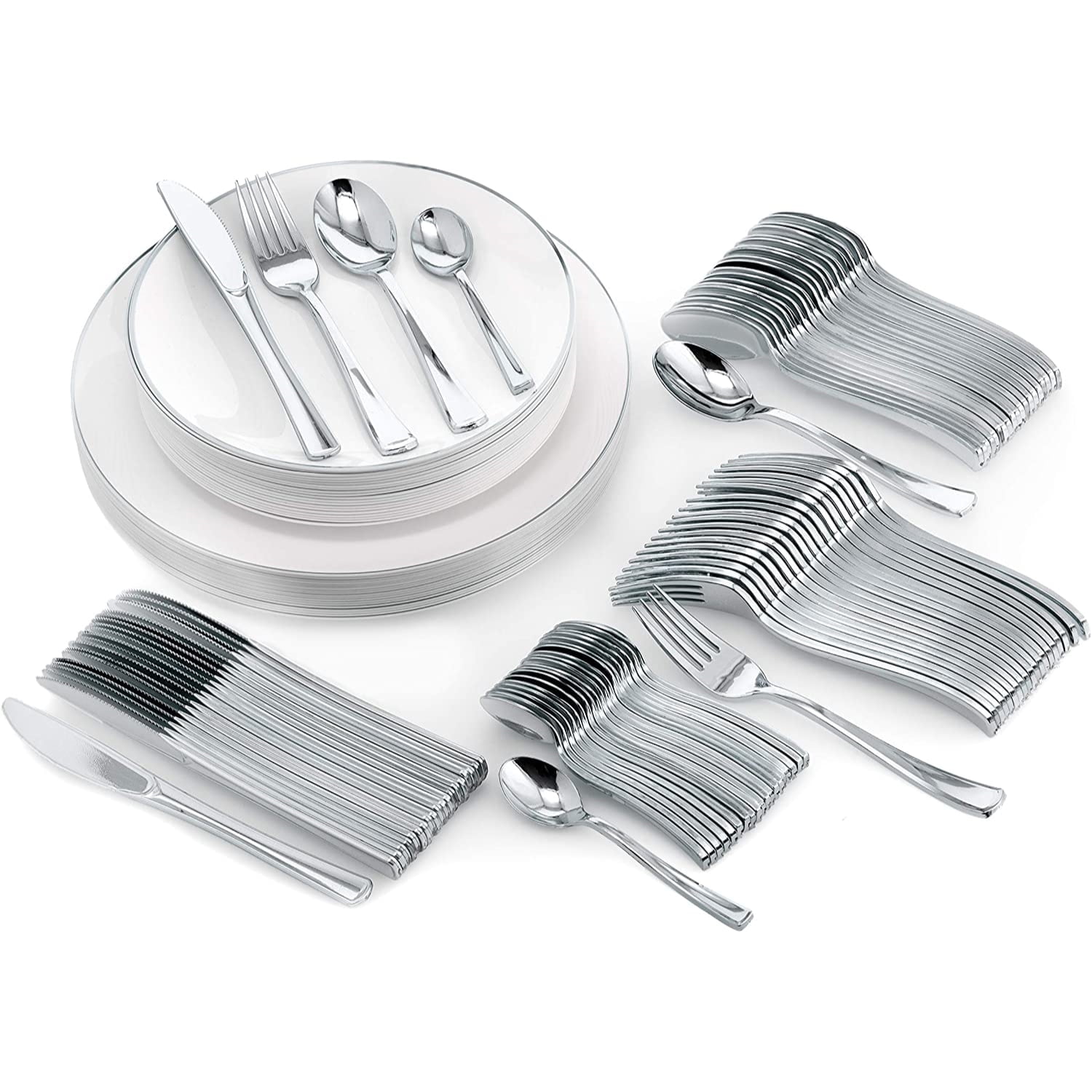 Crown Display Disposable Wedding Party Dinner Plates And Cutlery Set ...