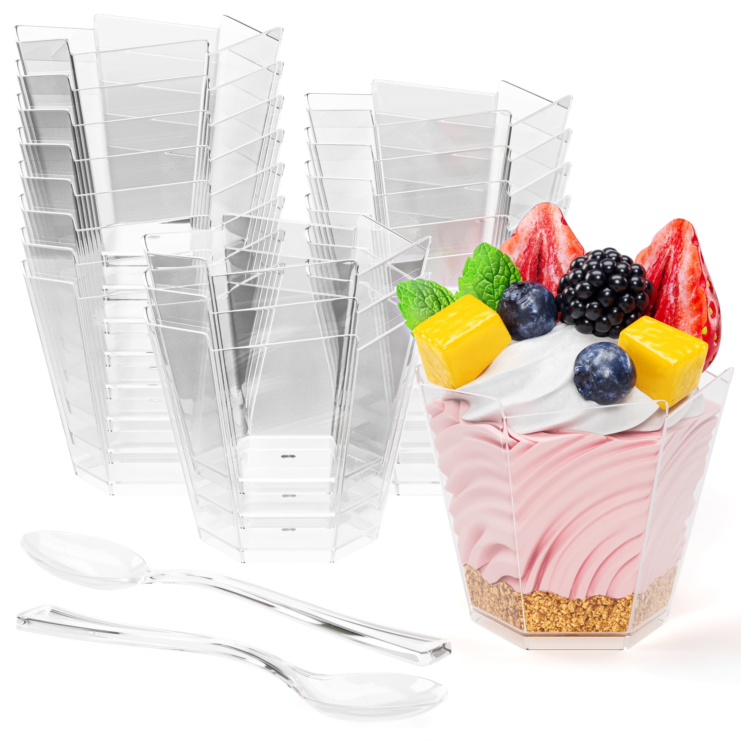 Crown Display Clear Hexagon Miniatures Disposable Plastic Cups, 3.3 oz ...