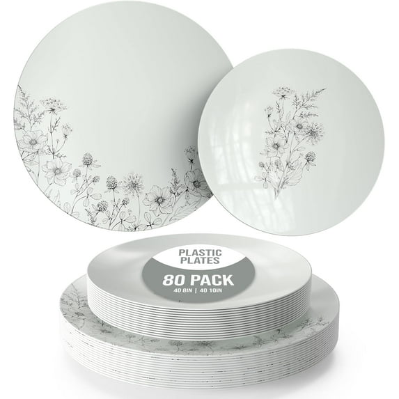 Crown Display Dandelion Bloom Decorative Plastic Plate Set for 40 ...