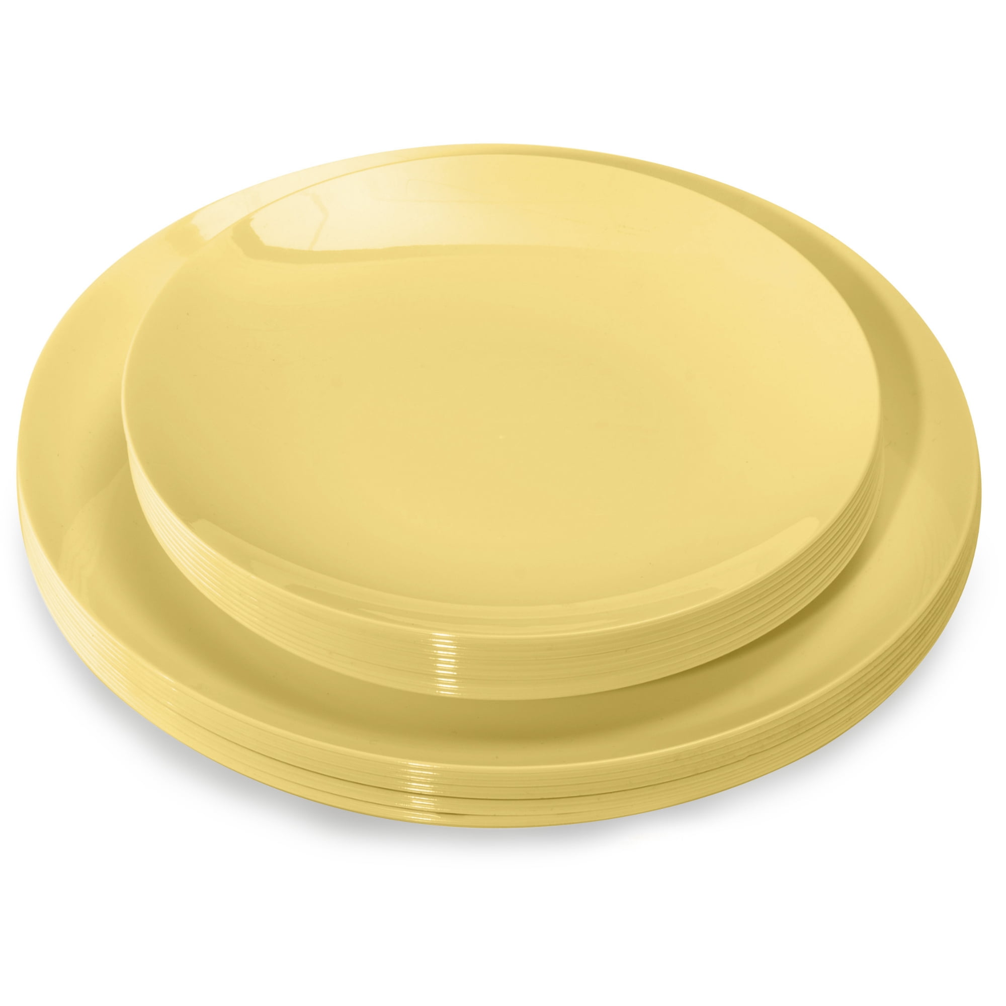 Crown Display Light Yellow Fancy Plastic Plates Combo Set - 120 Count ...