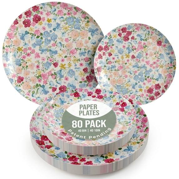 Crown Display Meadow Fancy Paper Party Plates Disposable Paper Plates ...