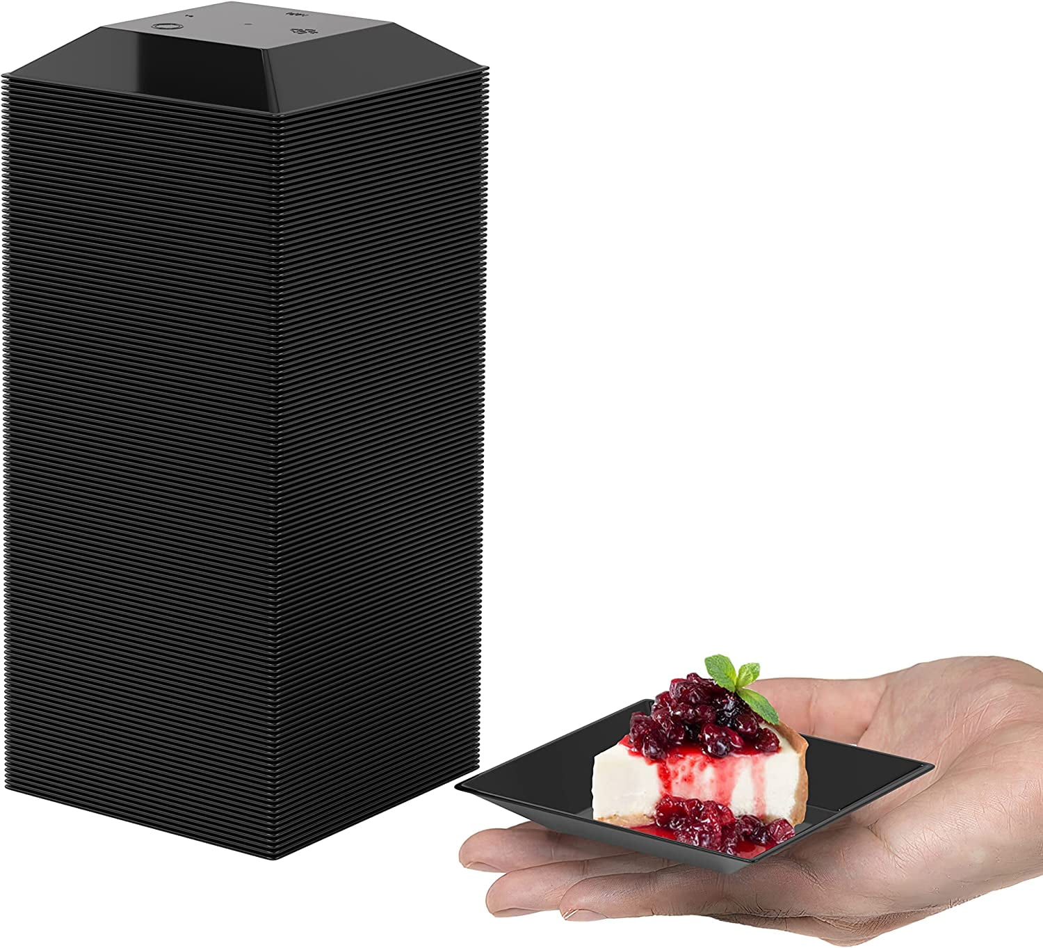 Crown Display Mini Disposable Appetizer Plates - 100 Pack 2.95" x 2.95 ...