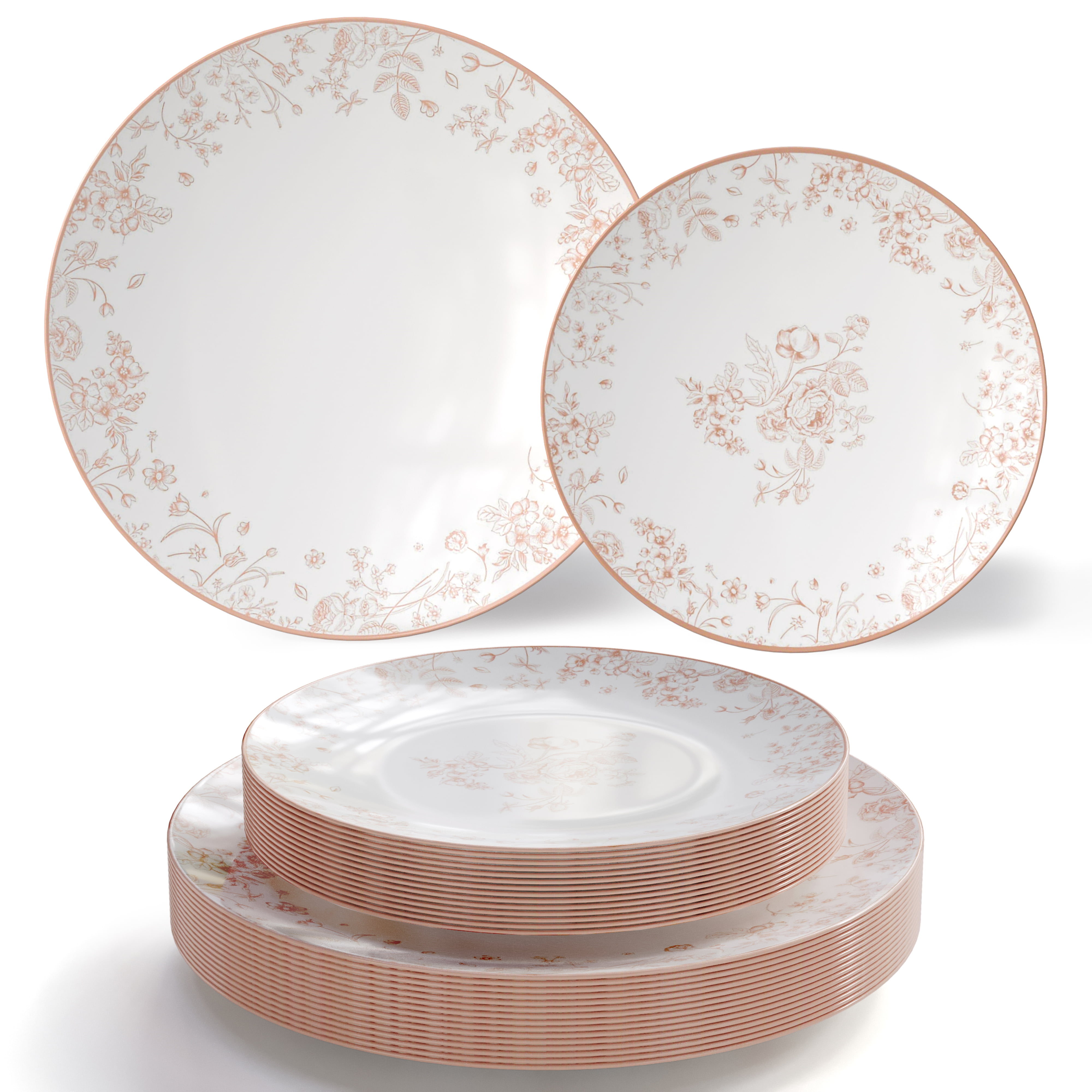Crown Display Pink Floral Disposable Plates 200 Pc Set | 100x8 ...
