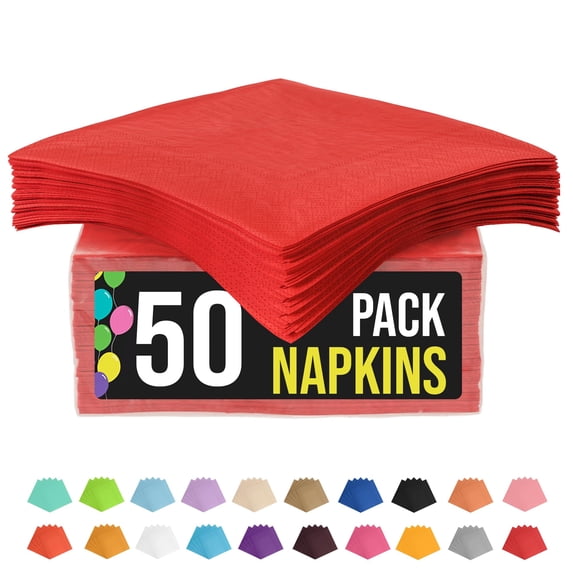 Exquisite, Red Beverage Napkins, 50 Count, Disposable Paper 5