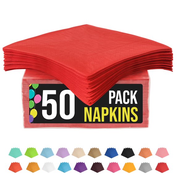 Crown Display Quality Red Paper Napkins for Wedding & Party - 50 Ct ...