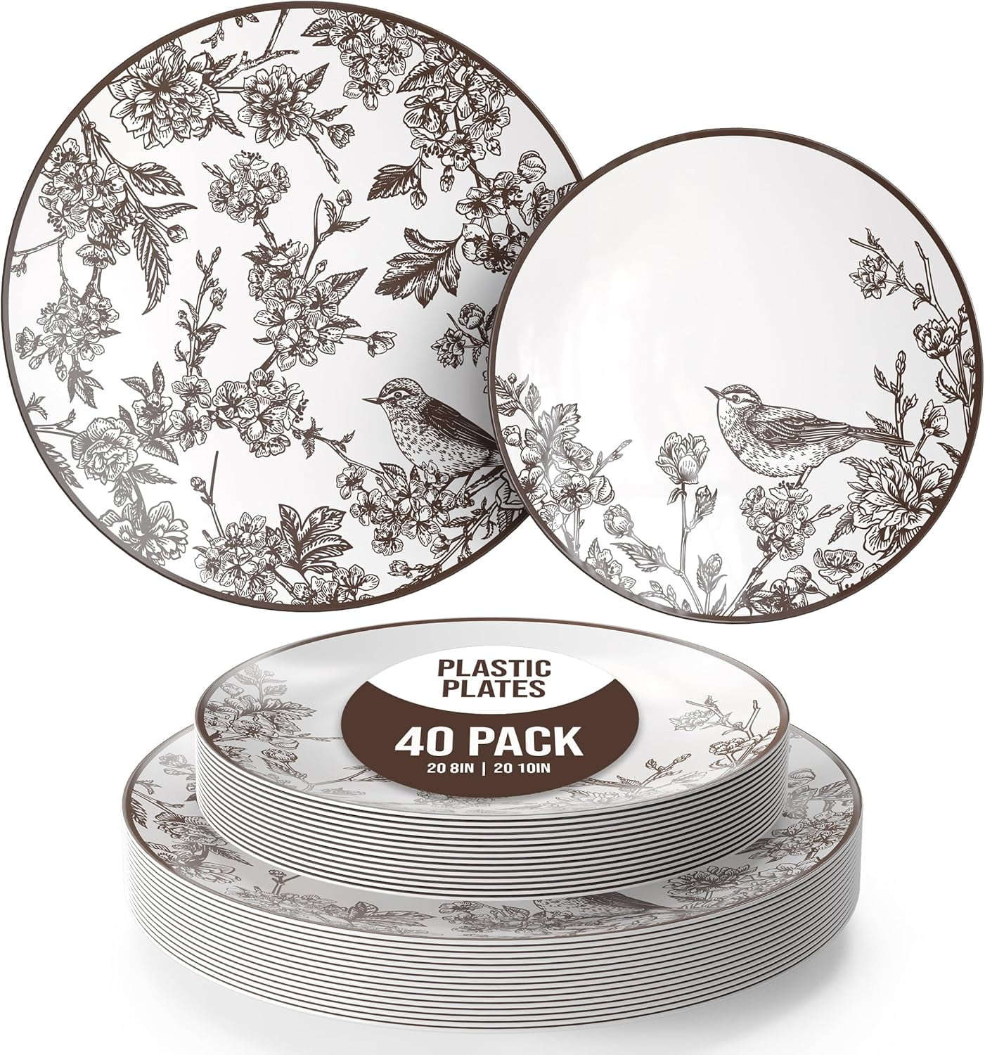 Crown Display Rustik Decorative Plastic Plate Set for 20 Guests | 40 Pc ...