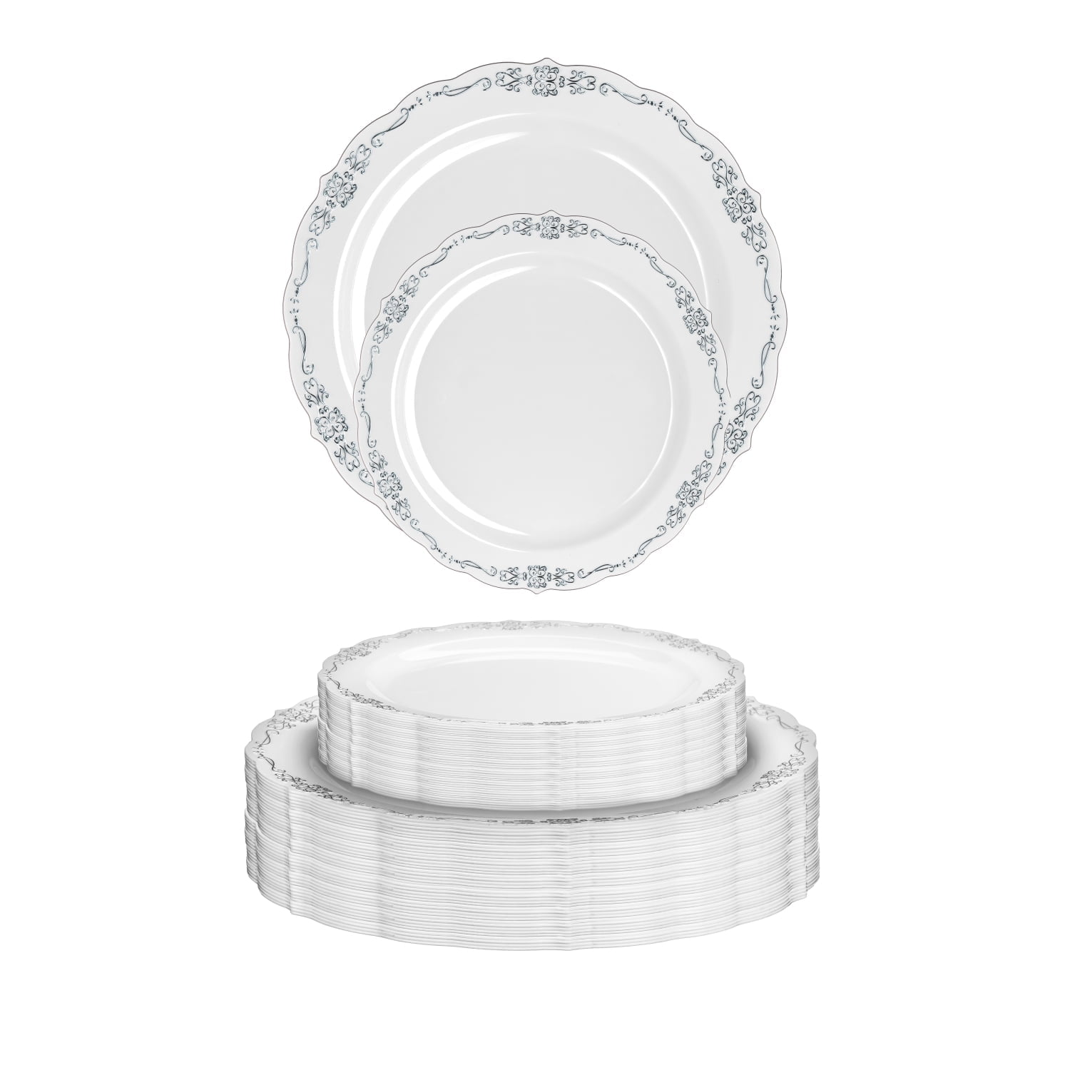 Crown Display Victorian Design Fancy Plastic Plates Set 40 Large Dinner ...