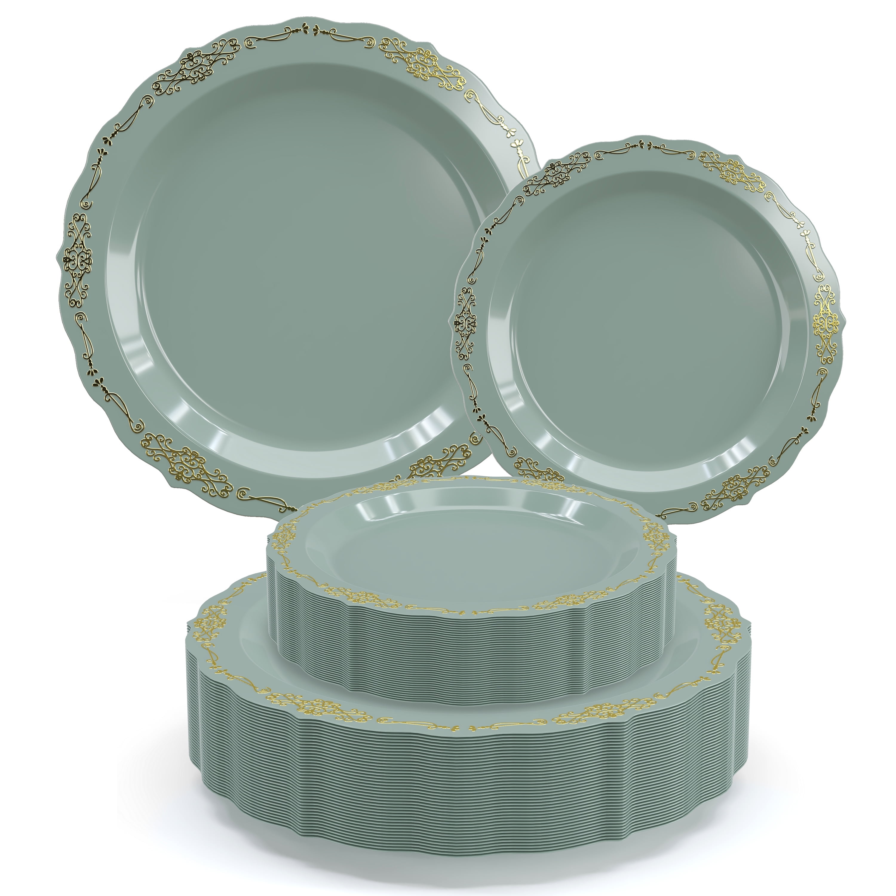 Exquisite Victorian Disposable Plastic Dinner Plates, 80 Pieces, 10.25 ...