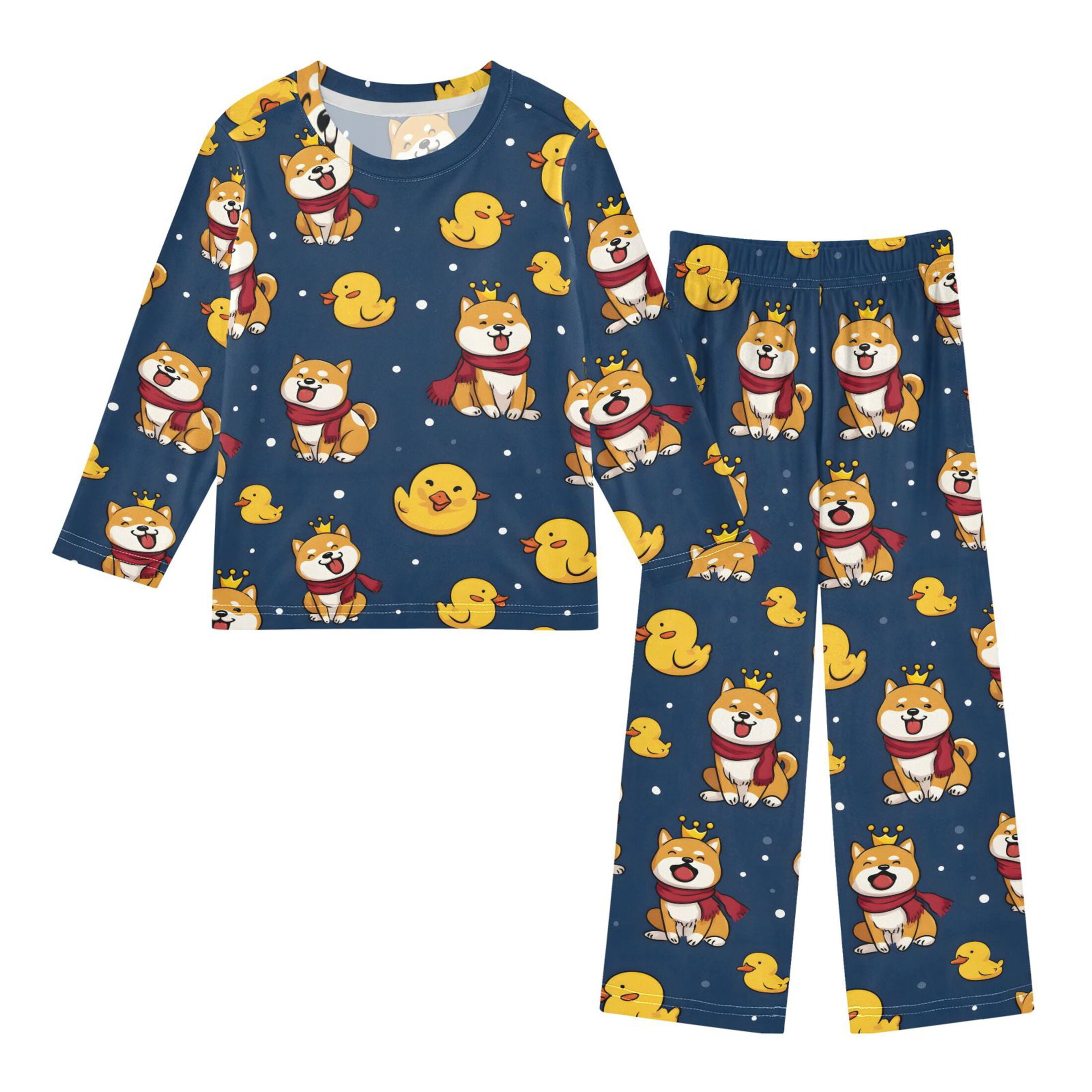 Crown Dog Yellow Duck Cozy Soft Long Sleeves Top and Pants 2 Piece Cool ...