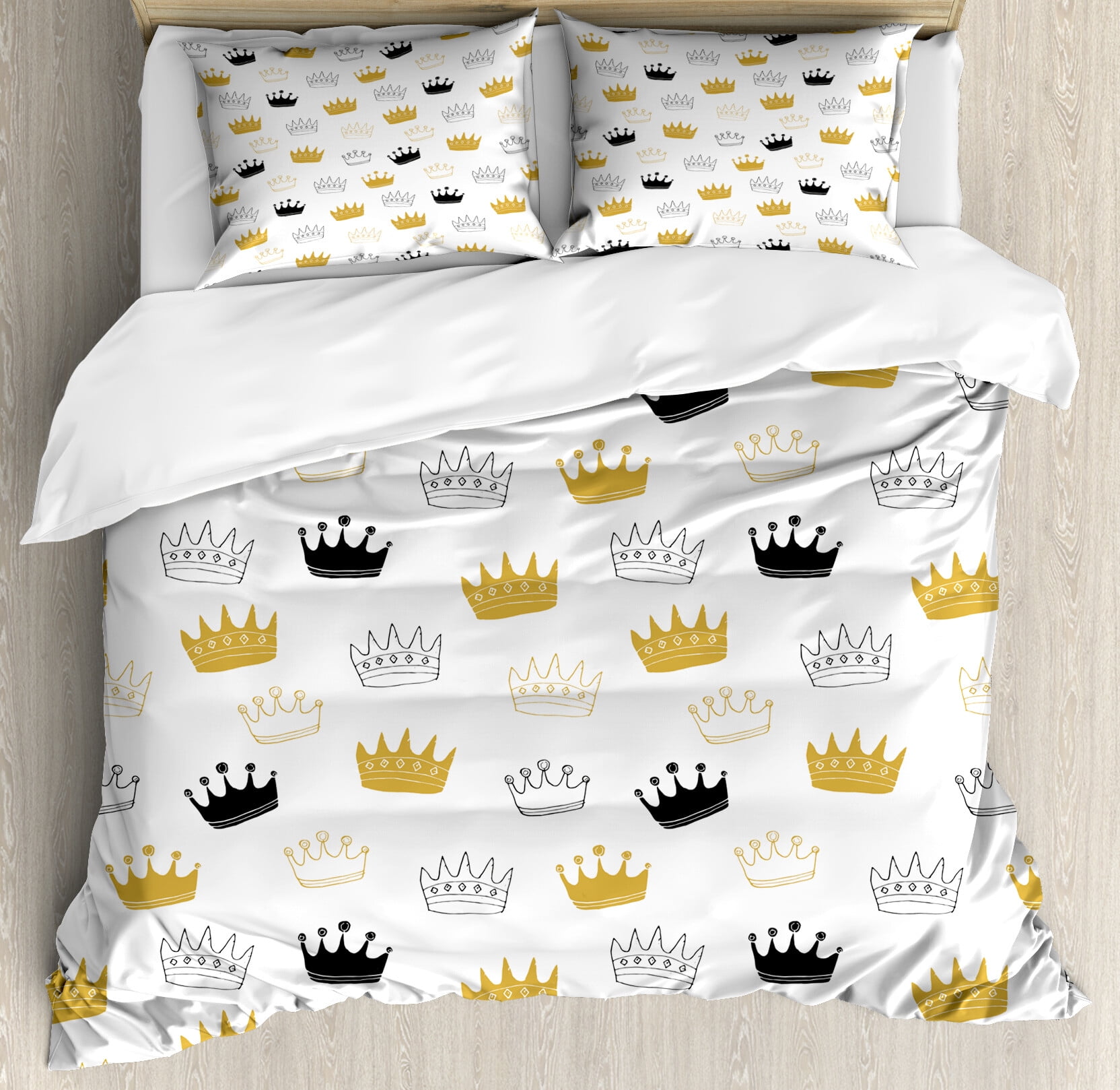 Crown Duvet Cover Set, Pencil Composed Like Drawings Emperor ...