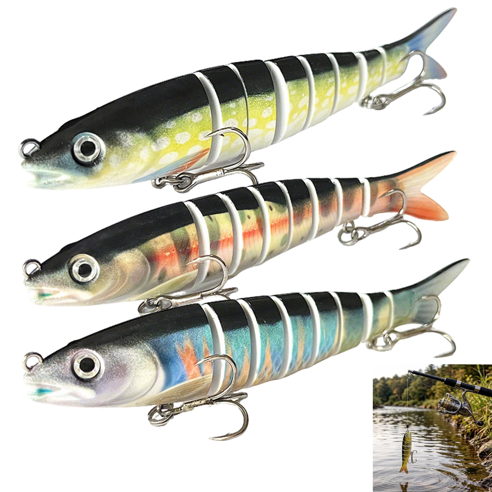 Crown Fishing Lures Multi-Jointed 8 Segment Swimbait – Lifelike Slow ...