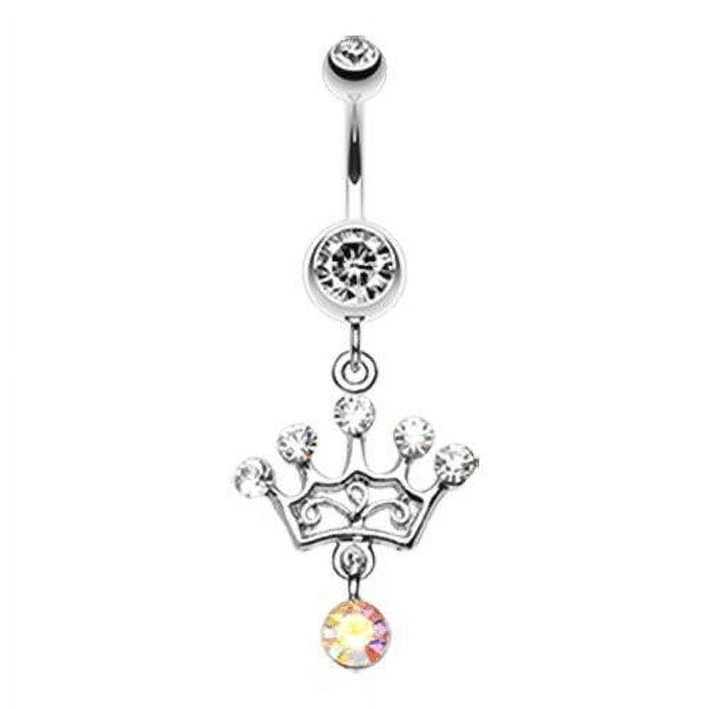 Crown Gem Sparkle Belly Button Ring - Walmart.com