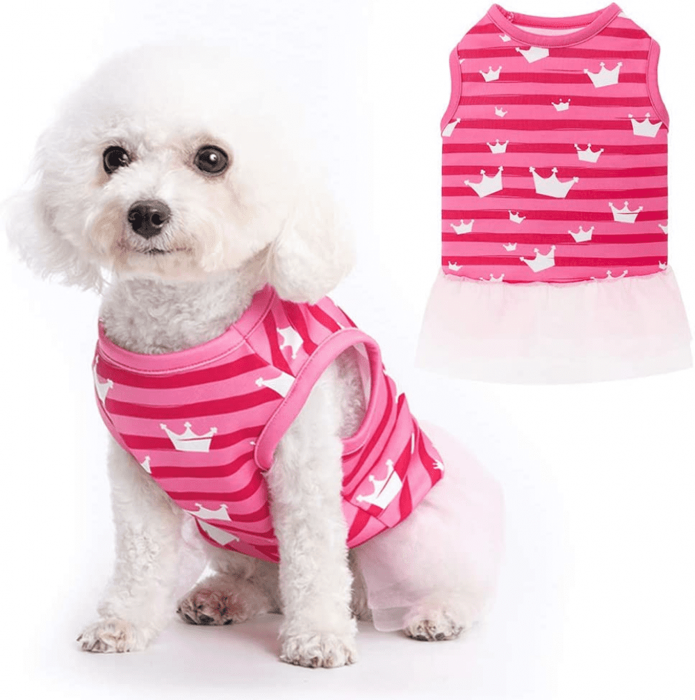 Crown Girl Dog Dress - Adorable Pink Princess Puppy Dress Tutu Set ...