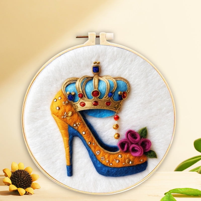 Crown High Heels Needle Felt Painting Set Beginner Felt Painting Set ...