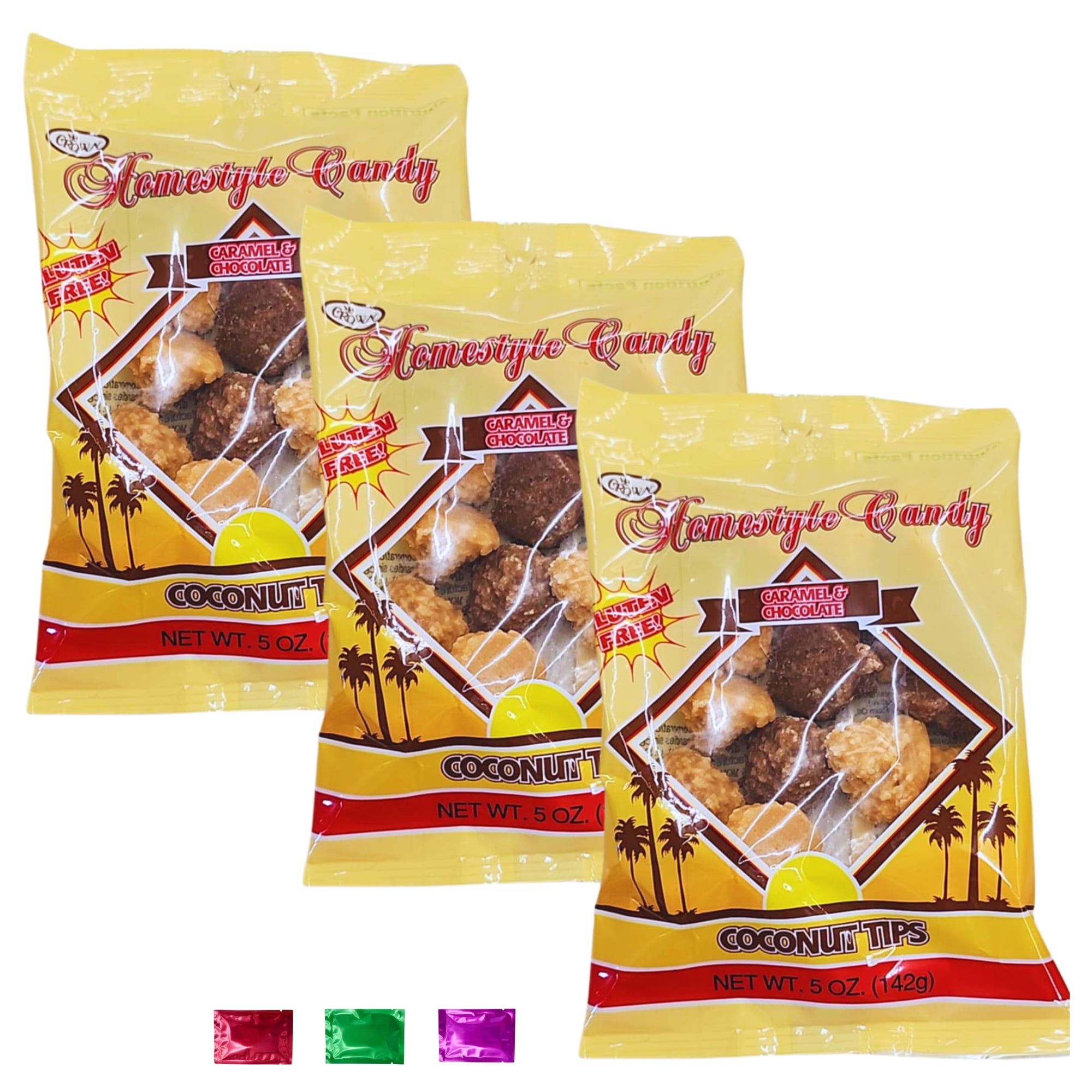 Crown Homestyle Chocolate and Caramel Coconut Tips 5 Oz 3 Pack, Gluten ...