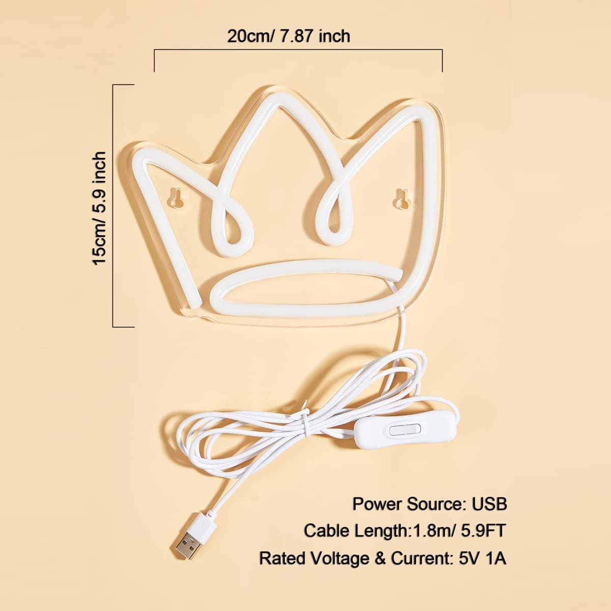 Crown Led Neon Sign Cute Neon Lights, Usb Powered Neon Lamp, 3D Wall ...