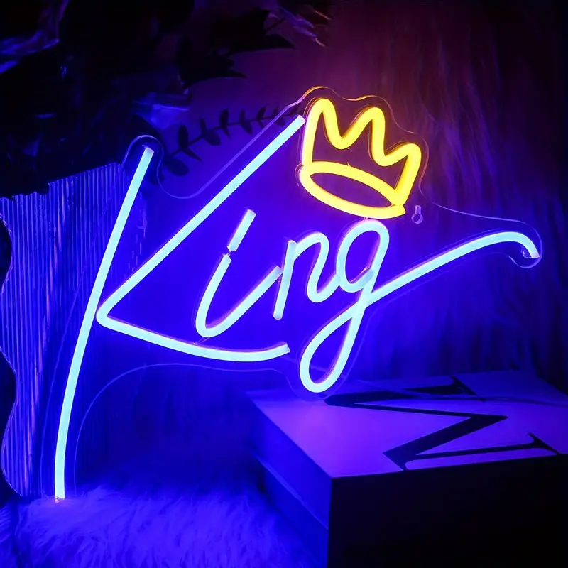 Crown Letter LED Neon Sign for Bedroom Birthday Wedding Party Bar ...