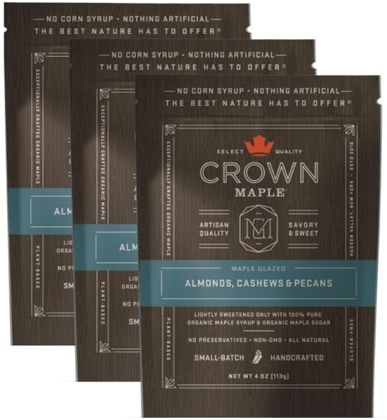 Crown Maple Glazed Nuts, Almonds, HYZ01 Cashews and Pecans, 4 oz (Pack ...