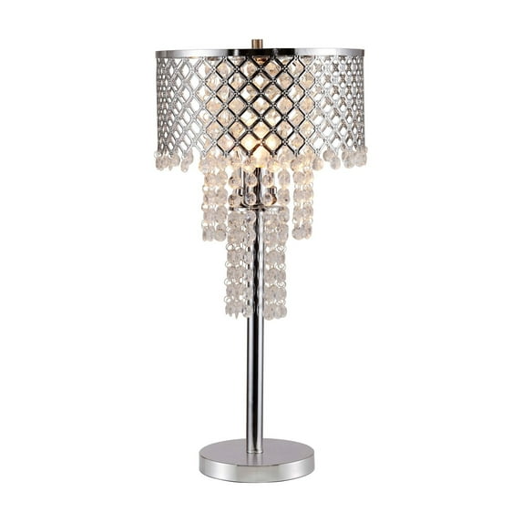 Crown Mark Crystal on Chrome Lattice Table Lamp - Walmart.com