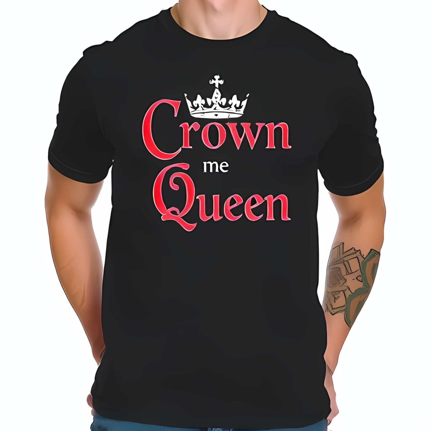 Crown Me Queen Graphic Cotton Short Sleeve T-Shirt - Bold Red Font ...