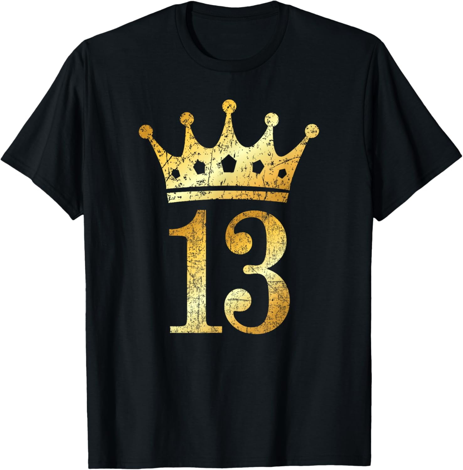 Crown Number 13 (Vintage Yellow) 13th Birthday T-Shirt - Walmart.com