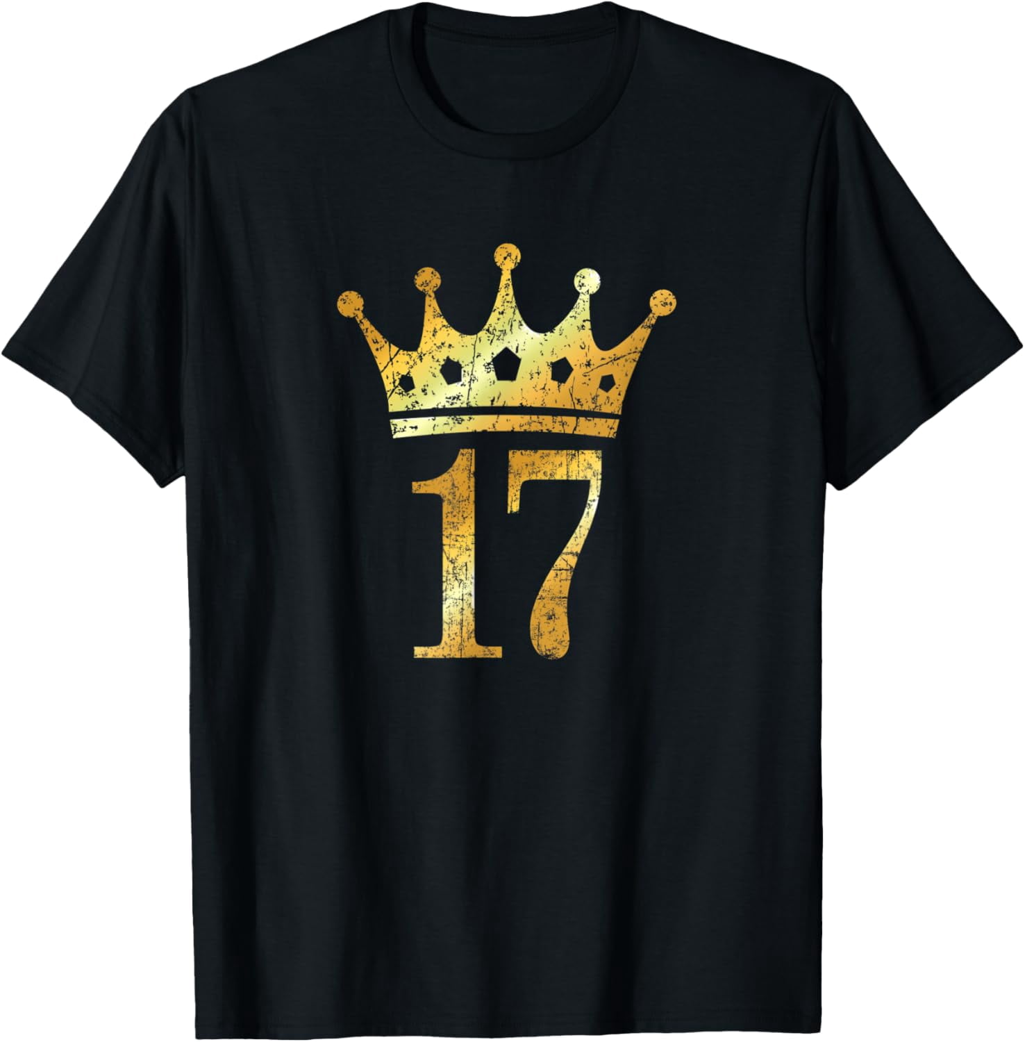 Crown Number 17 (Vintage Golden Yellow) 17th Birthday T-Shirt - Walmart.com