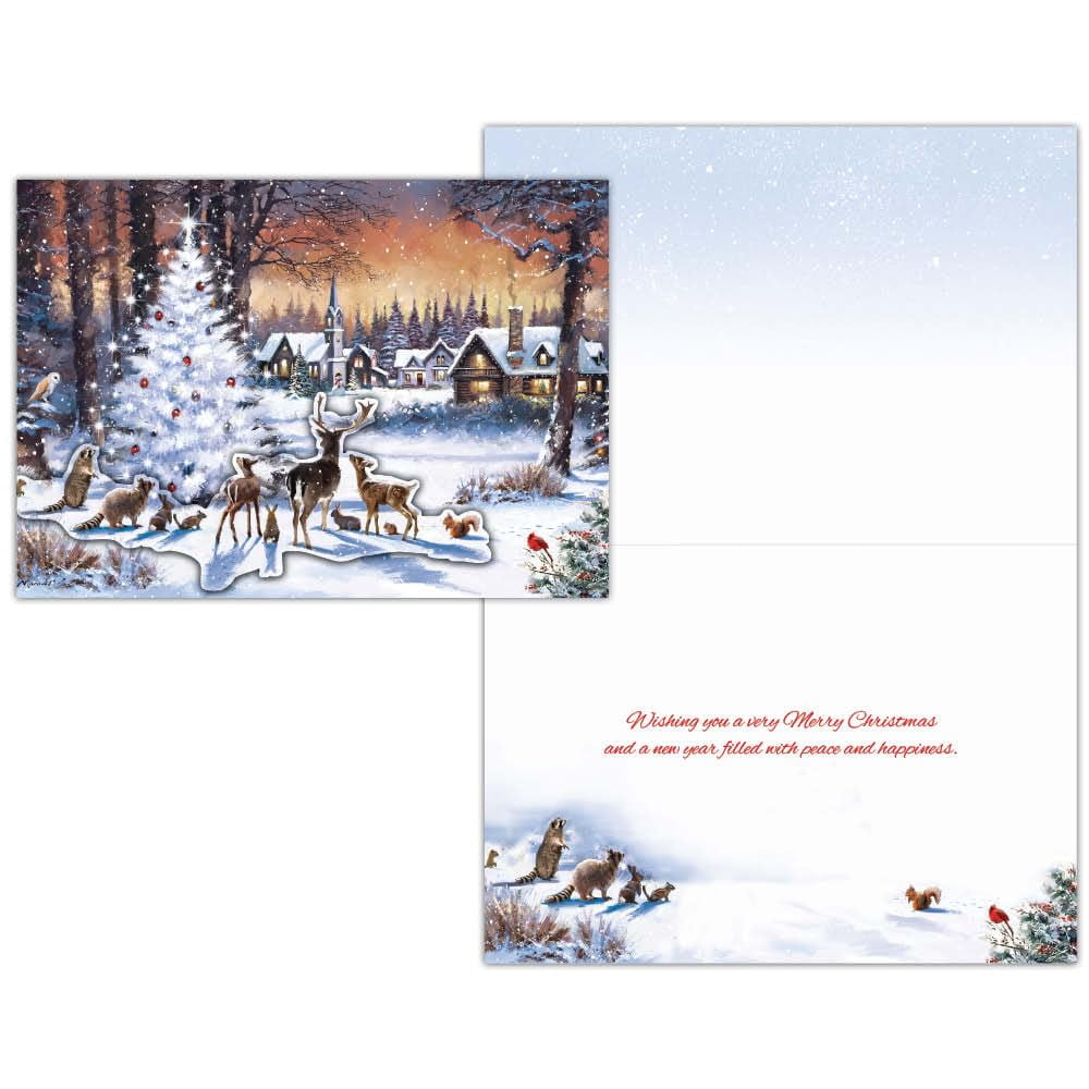 Crown Point Graphics Christmas Woods 15 Boxed Christmas Cards, Glitter ...