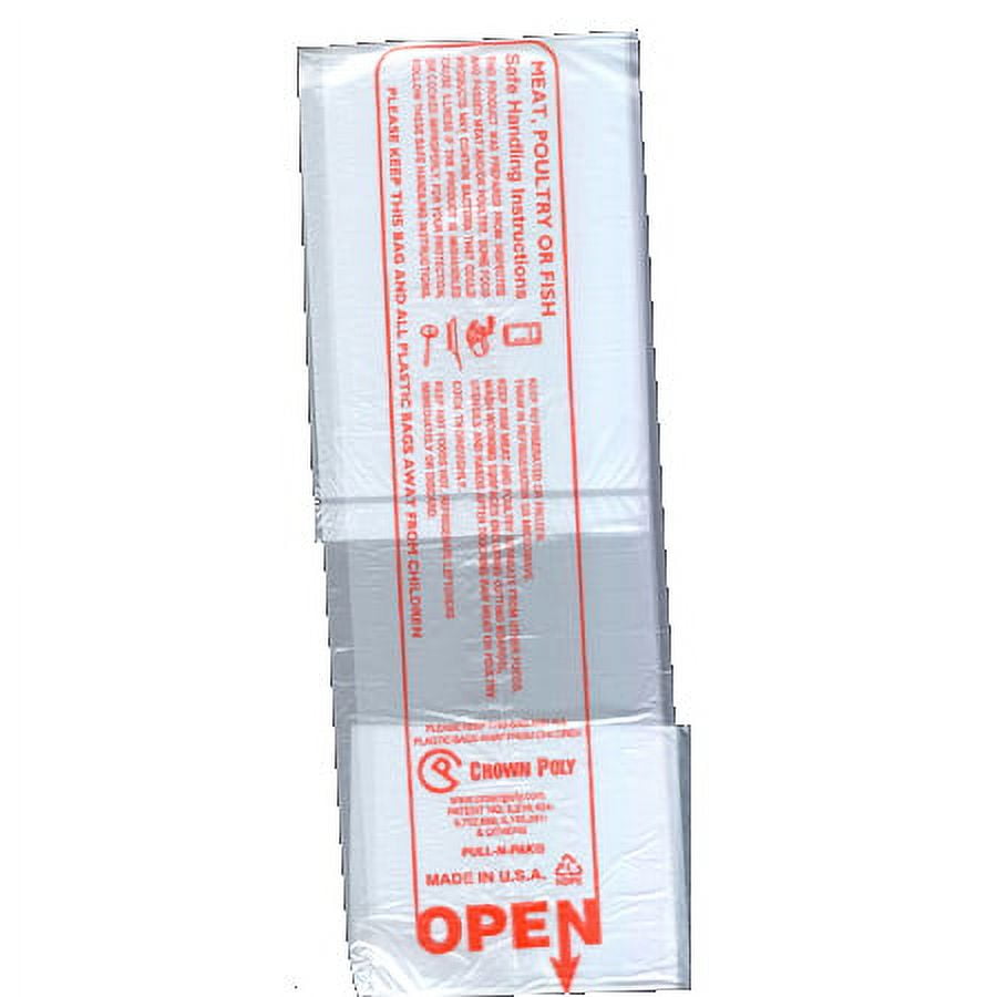 Crown Poly Pull-N-Pak Safe Handling Bag, 15x20", 7.5 Microns thickness ...