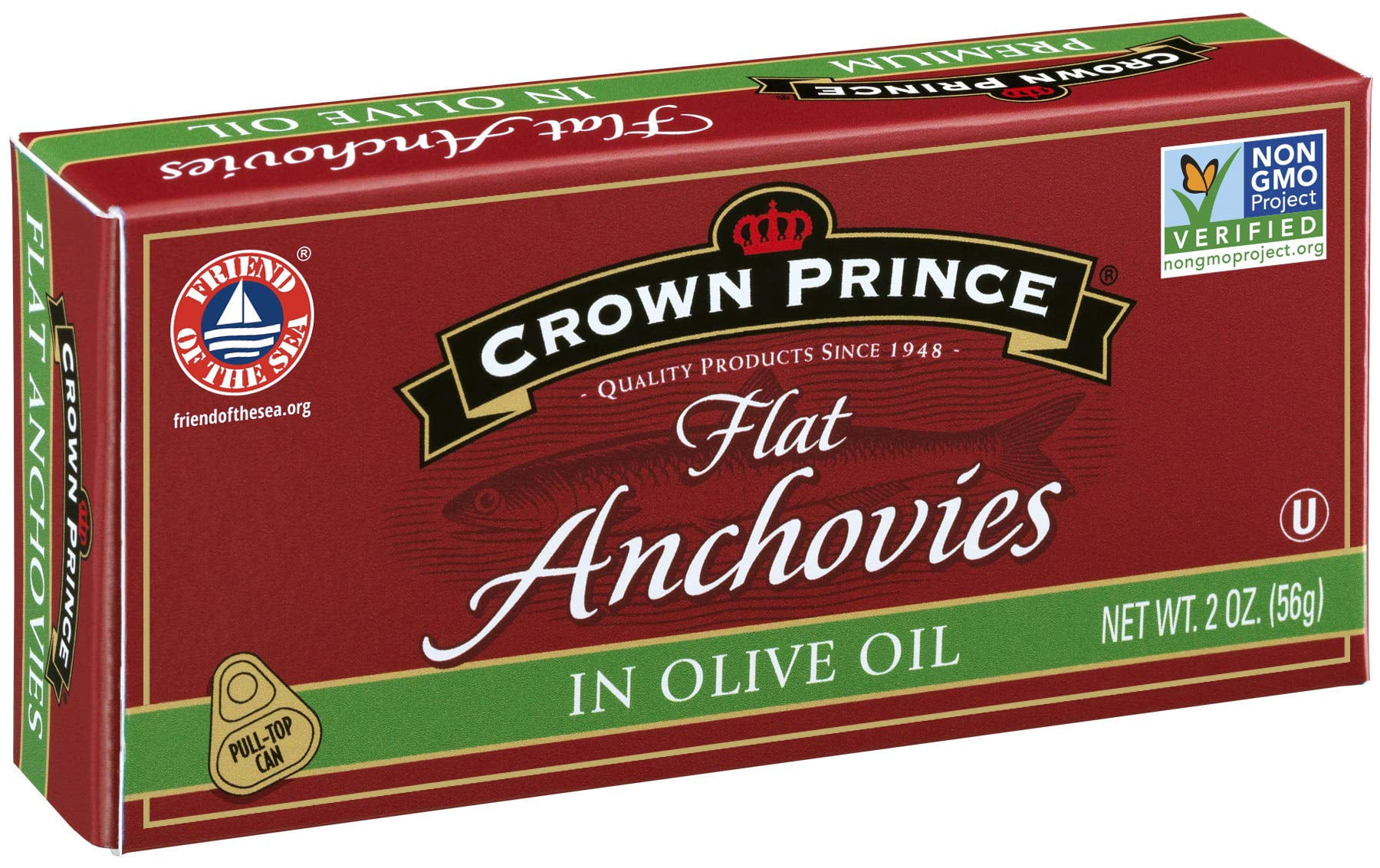 Crown Prince Flat Anchovies in Olive Oil, 2 oz Can (Pack of 24 ...