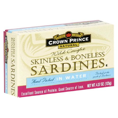 Crown Prince Natural AJH3 Skinless & Boneless Sardines in Water, 4.37 ...