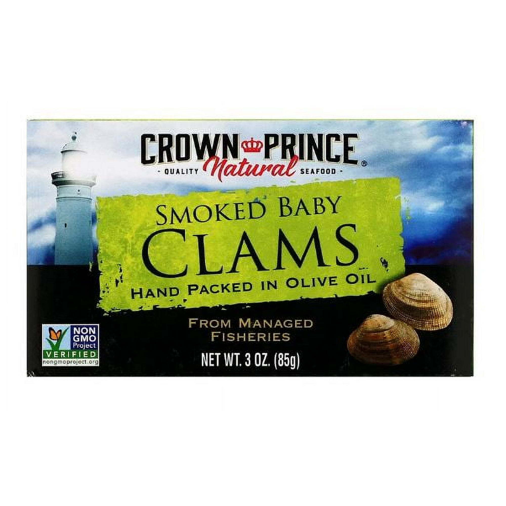 Crown Prince Natural, Smoked Baby Clams in Olive Oil, 3 oz(Pack of 2 ...