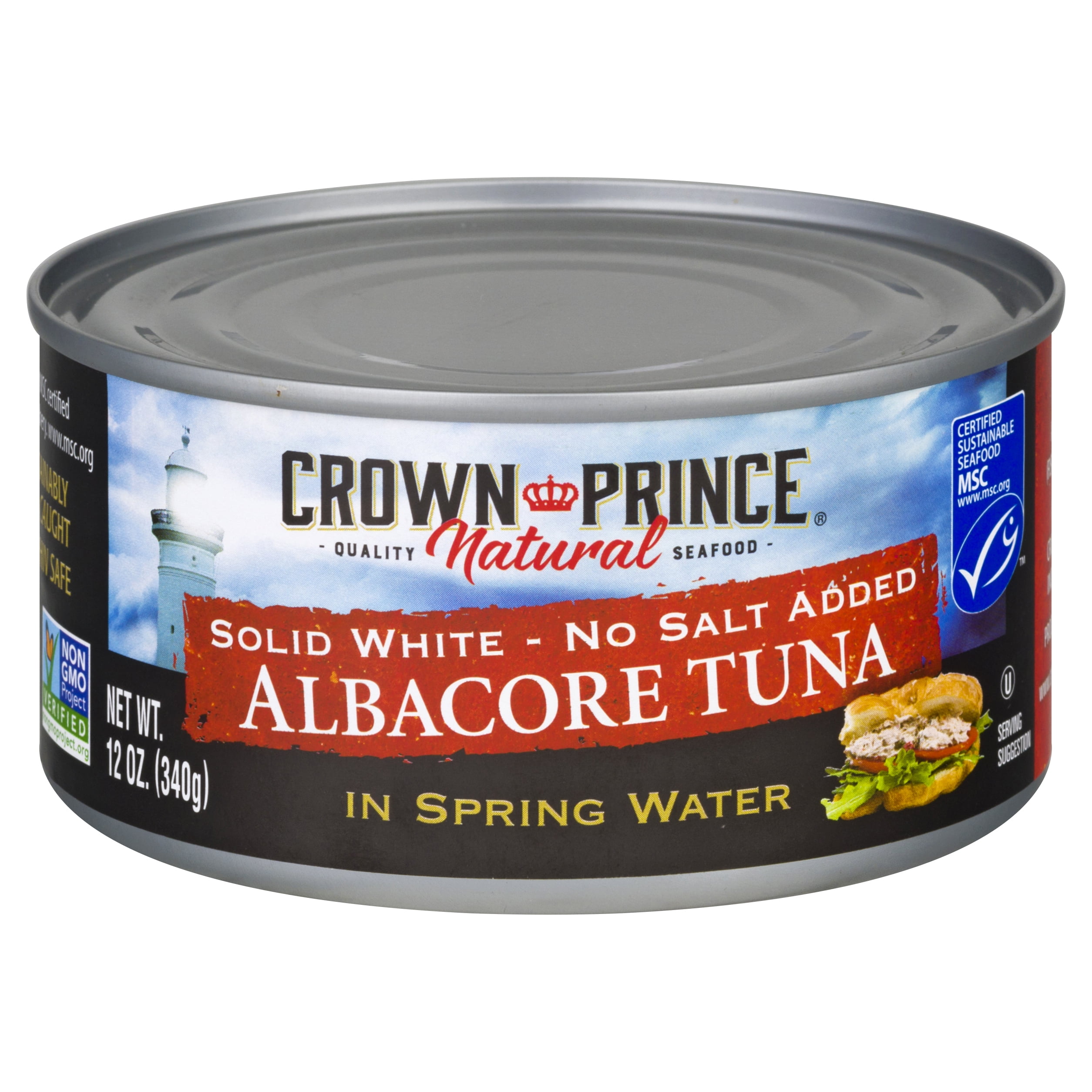 Crown Prince Natural Solid White Albacore Tuna in Spring Water, No Salt ...