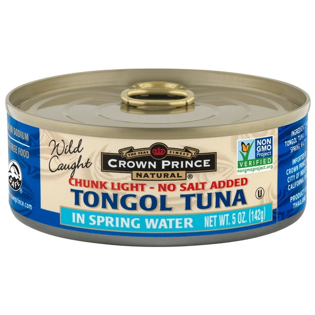 Crown Prince Natural Tongol Tuna, Chunk Light, In Spring Water, No Salt ...
