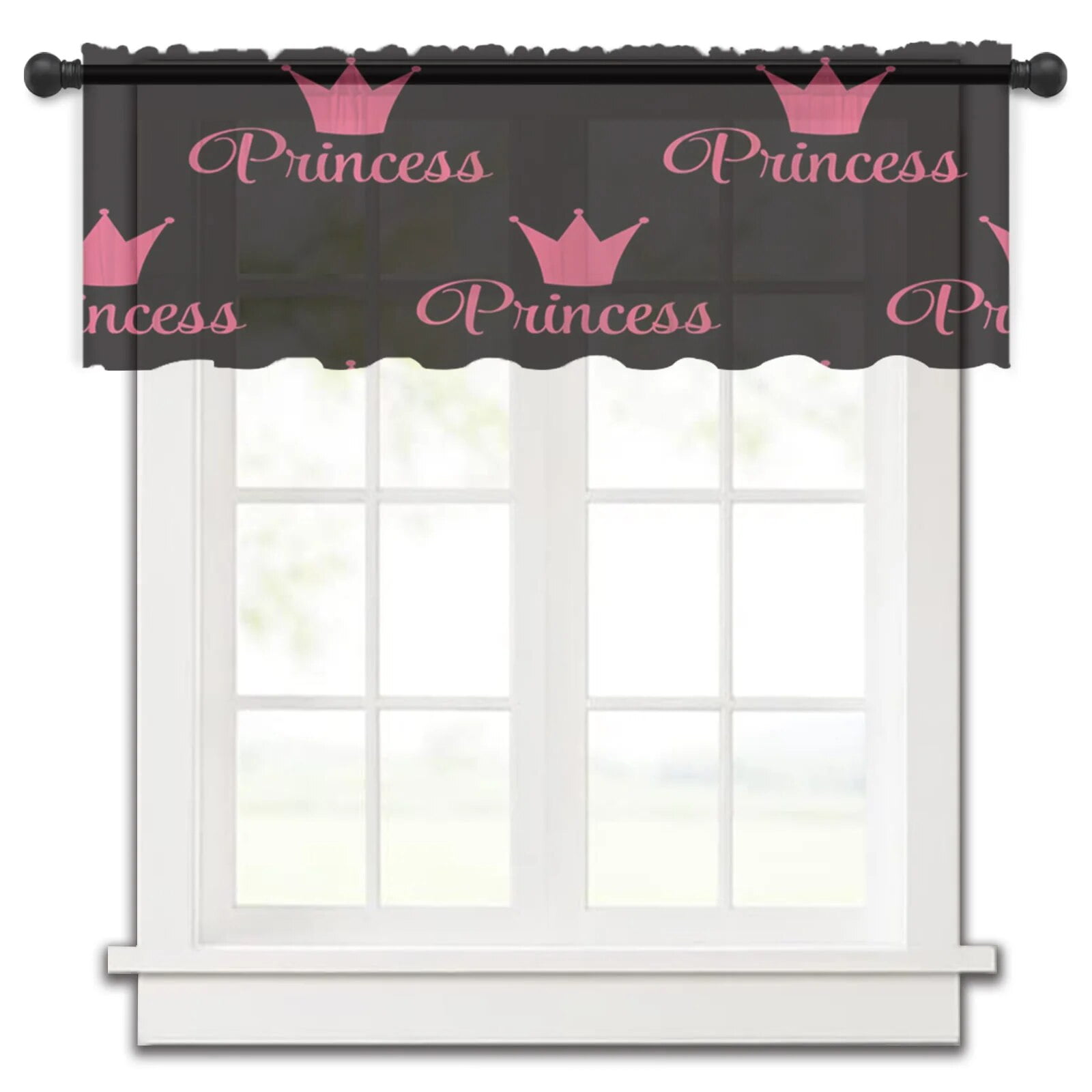 Crown Princess Pink Tulle Kitchen Small Window Curtain Valance Sheer ...