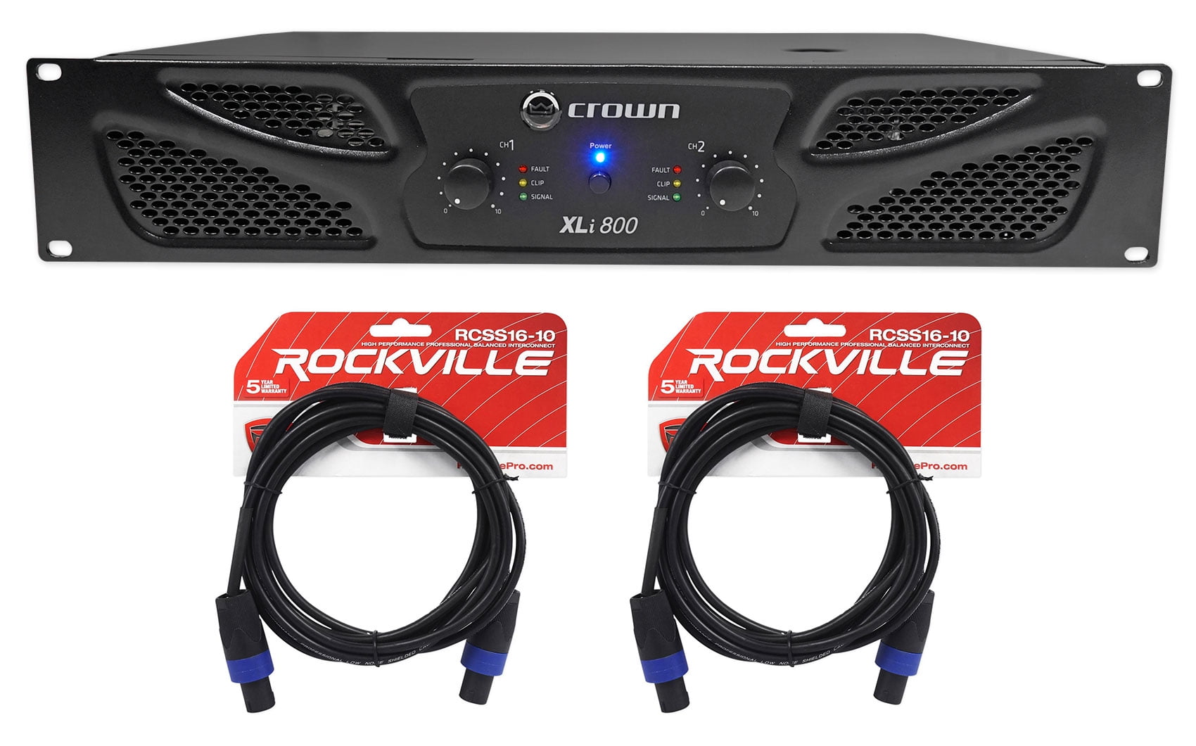 Crown Pro XLi800 600w 2-Channel DJ/PA Power Amplifier Amp + Cables XLI ...
